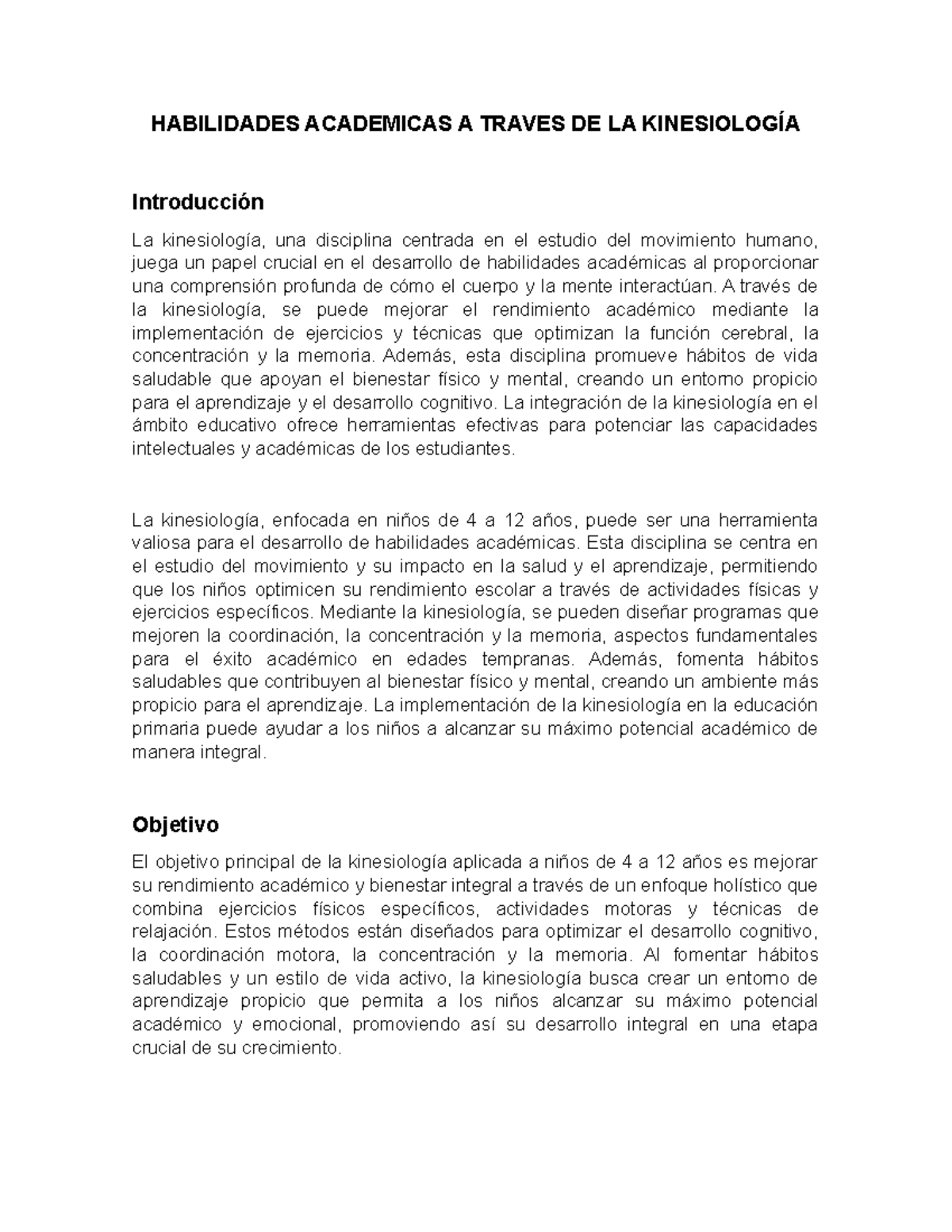 Habilidades Academicas A Traves DE LA Kinesiología - HABILIDADES ...