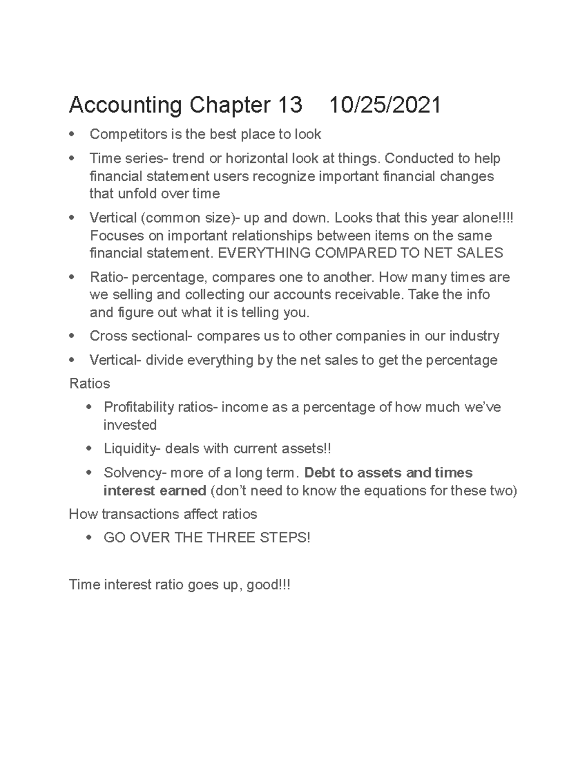 Accounting Chapter 13 - Conducted to help financial statement users ...