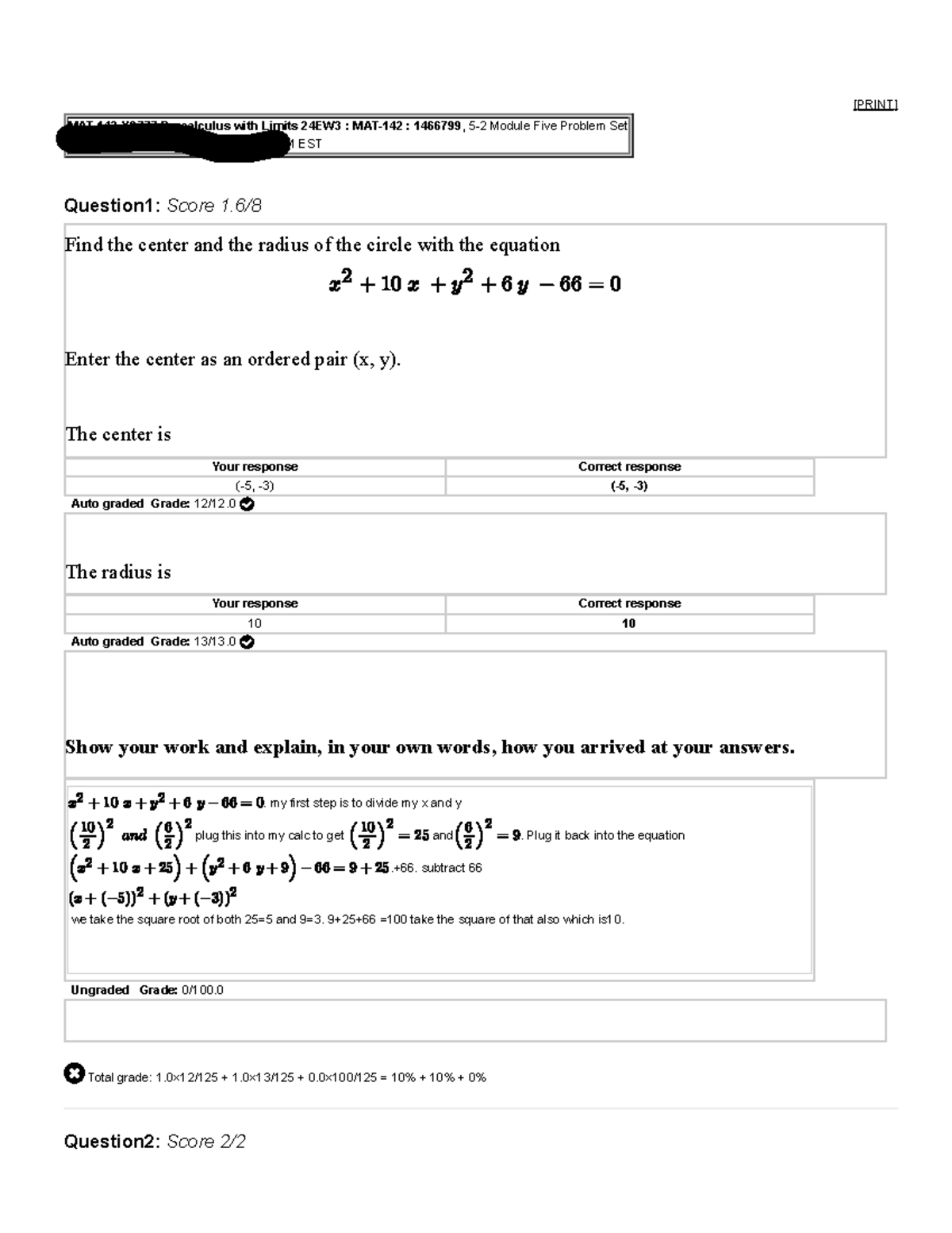 5-2 Module Five Problem Set - [PRINT] MAT-142-X3777 Precalculus with Limits 24EW3 : MAT-142 ...