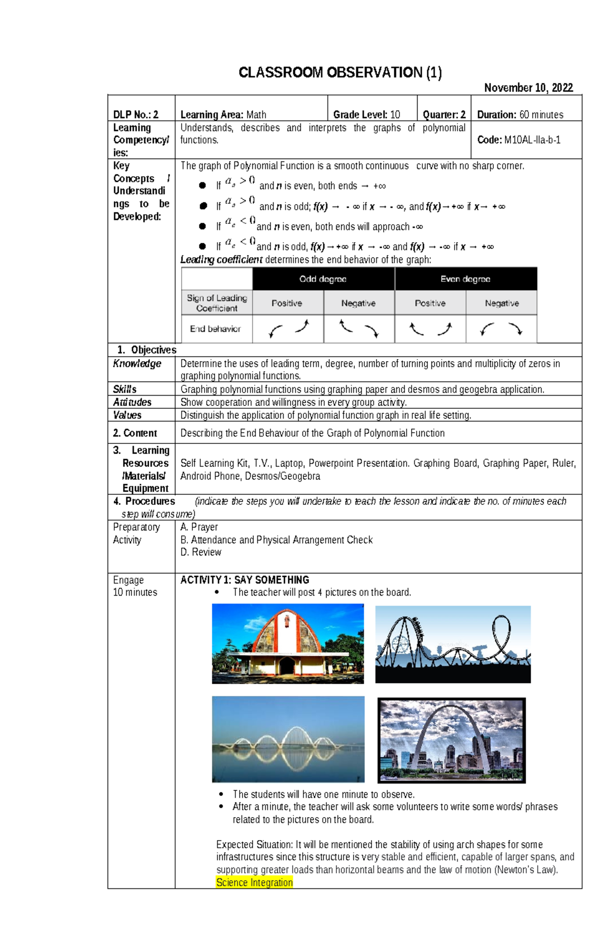 Math 10 - CO 2nd Quarter (Behavior of the Graph) - CLASSROOM ...