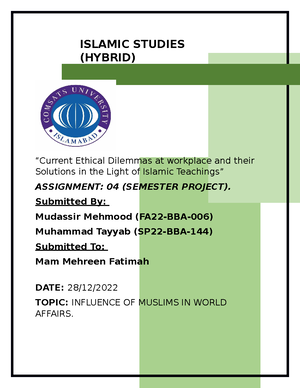 Islamic studies assignment 2 - COMSATS University Islamabad Islamic Studies Assignment 2 ...