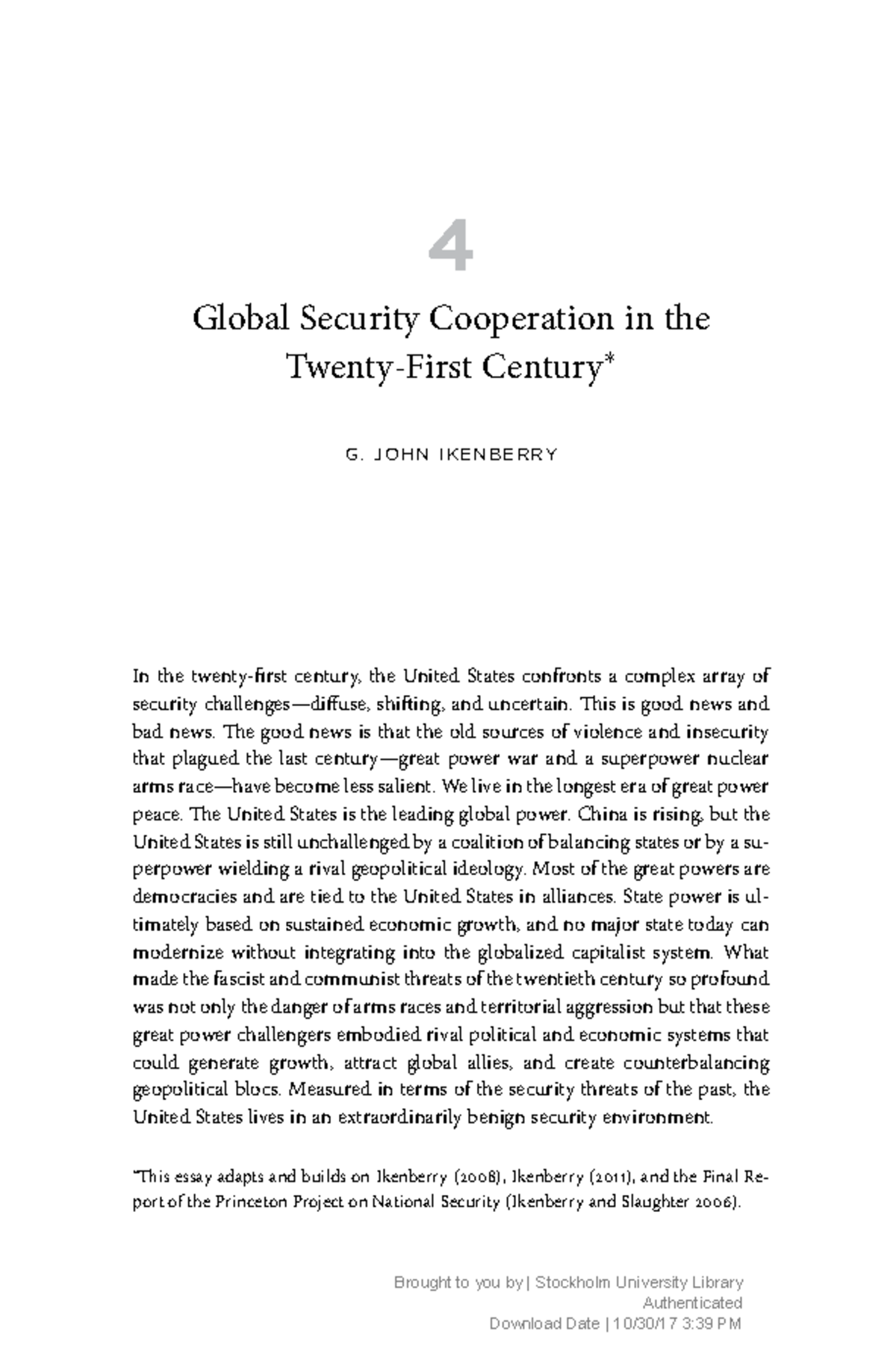 Ikenberry 2013 - 4 Global Security Cooperation in the Twenty-First ...