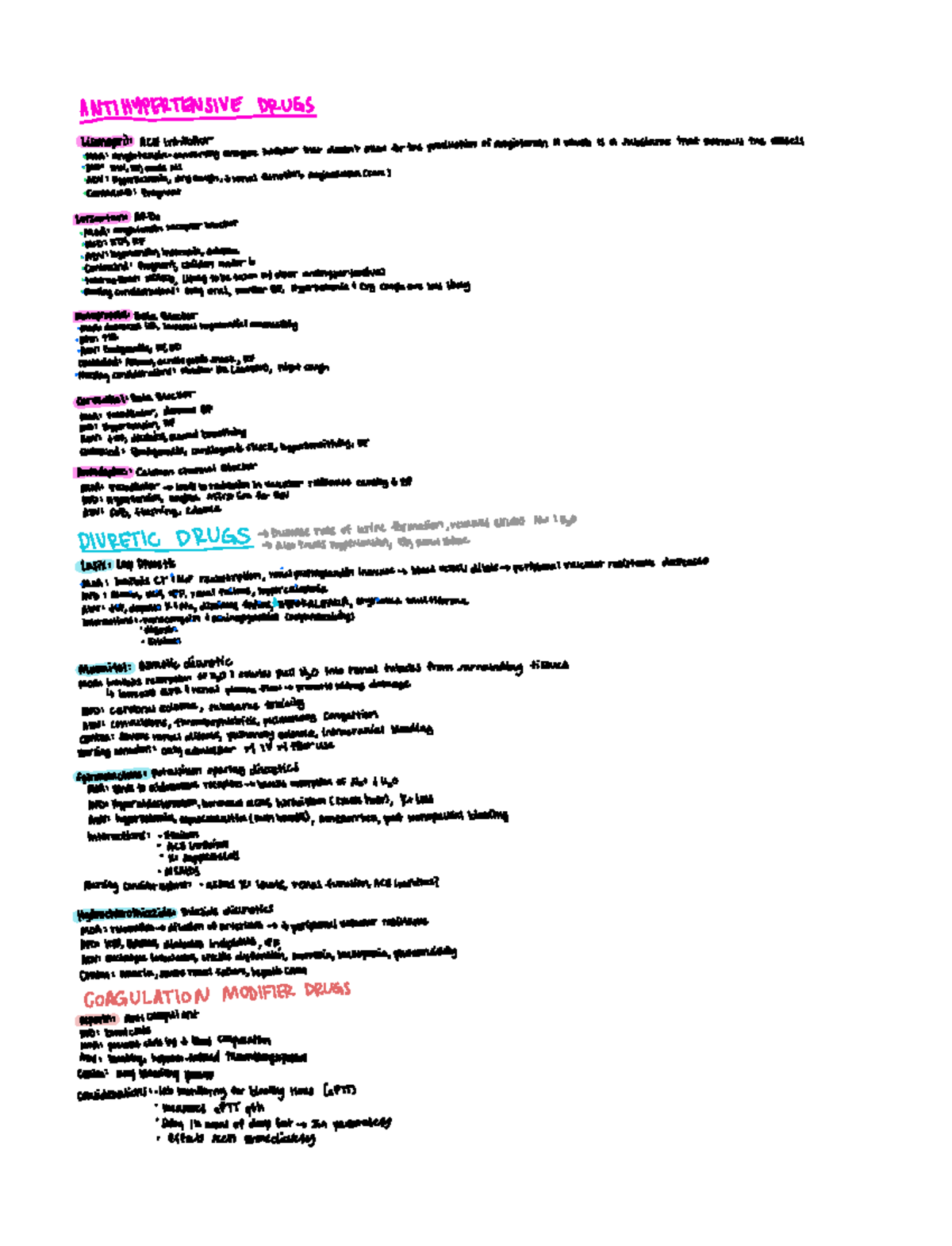 Studying - Study Tool for Exam 2. Mnemonics, lists, colored. Professor ...