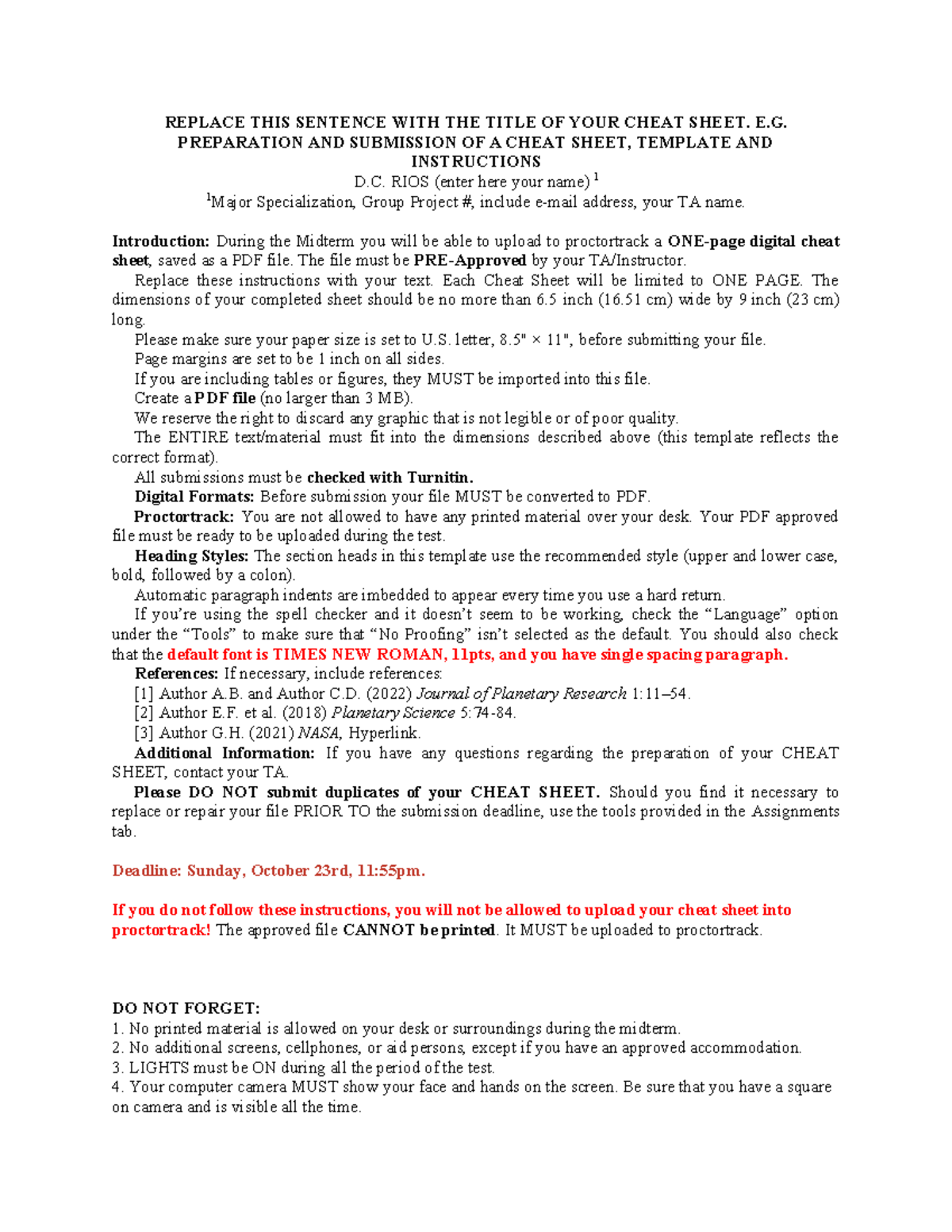 Cheat-Sheet template - REPLACE THIS SENTENCE WITH THE TITLE OF YOUR ...