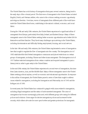 Significance of U.S. Immigration History notes - The history of ...