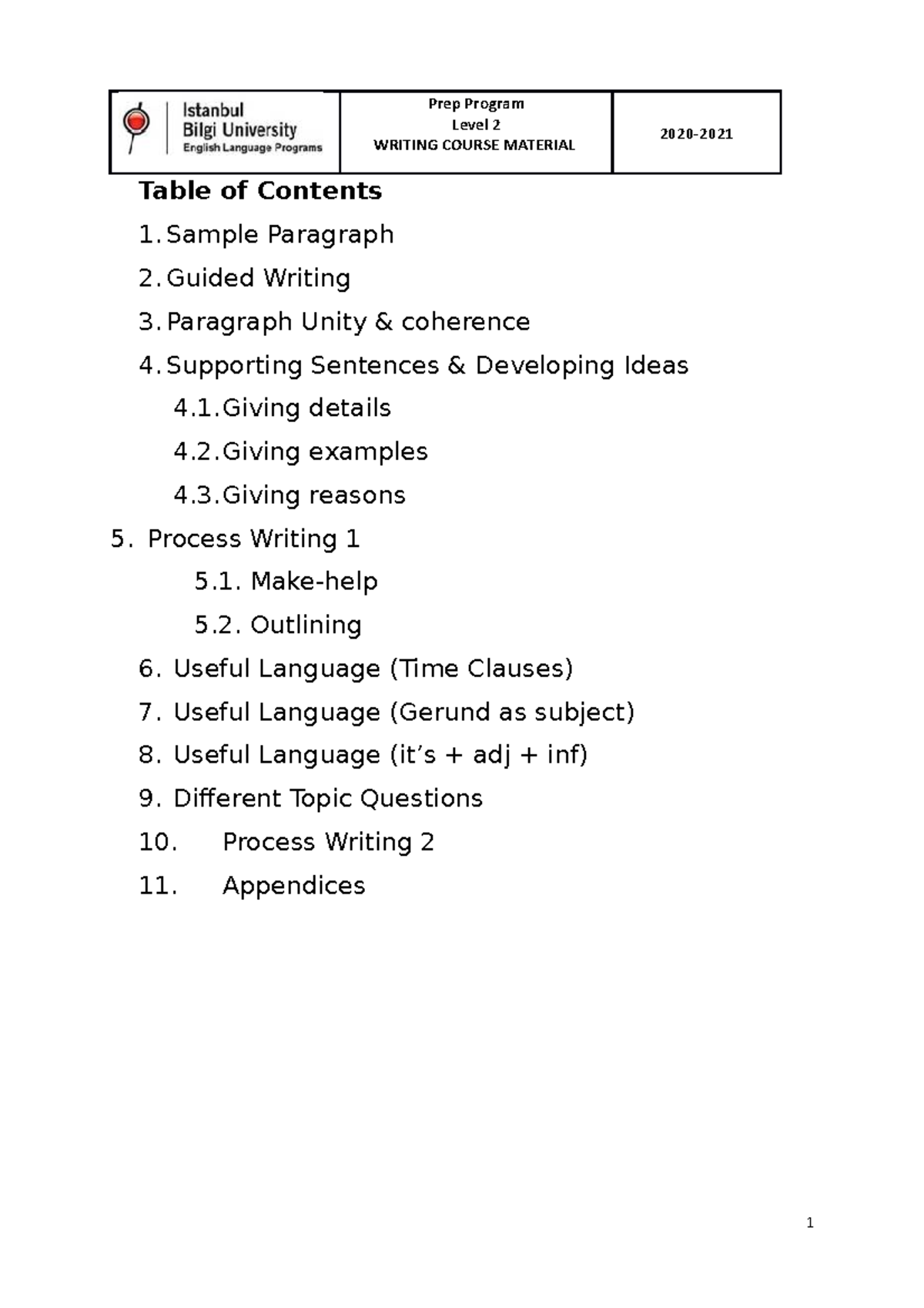 6 L2 Writing Ss COPY T2 - tamam tamam ama be - Table of Contents 1. Sample Paragraph 2. Guided ...