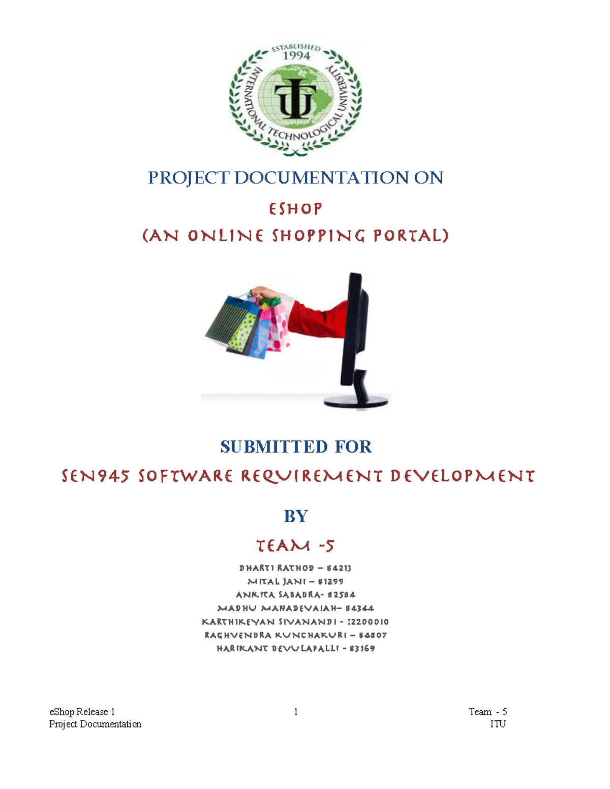Online Shopping Portal Project Report - eShop Release 1 Team - 5 1 ...