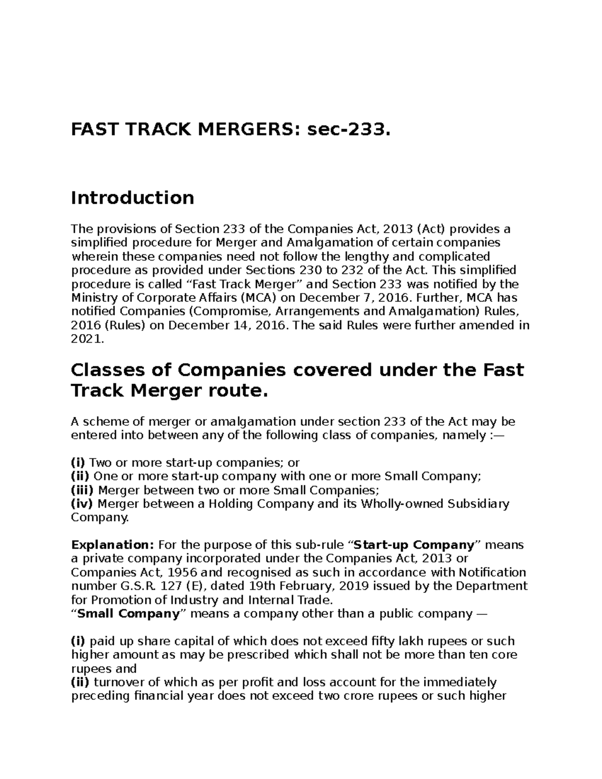 FAST Track Mergers - very nice - FAST TRACK MERGERS: sec-233 ...