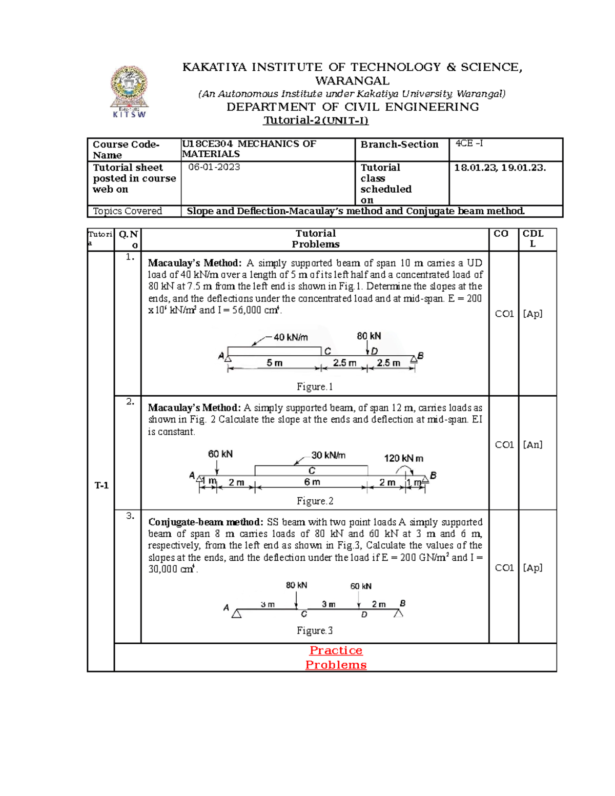 MOM T-2 - MECHANICS - KAKATIYA INSTITUTE OF TECHNOLOGY & SCIENCE ...