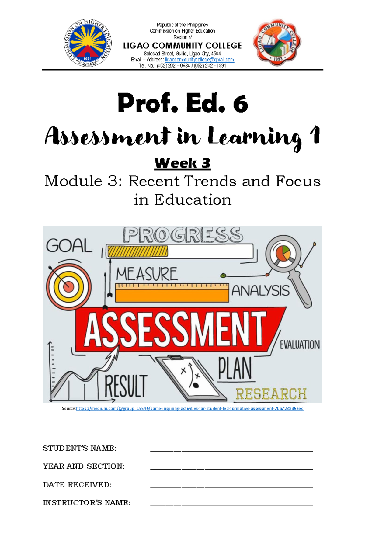 Module-3 Assessment-IN- Learning-1 Week-3 - Commission on Higher Education Region V LIGAO ...