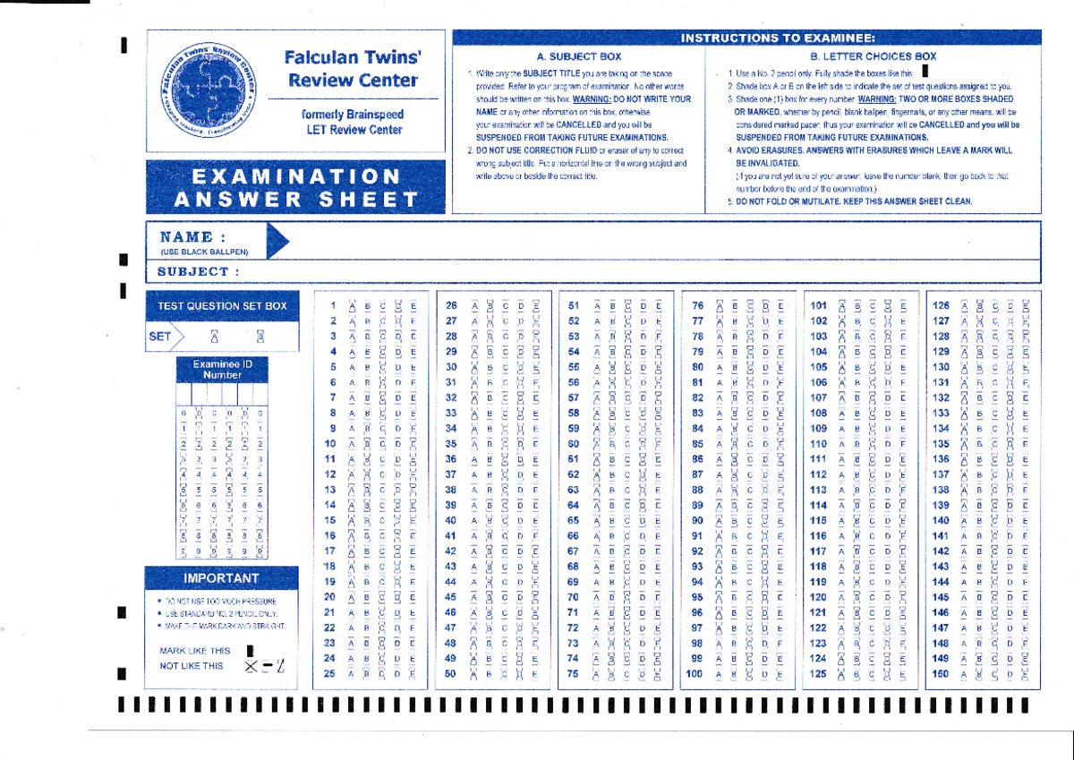 Answer- Sheet -o33dr:= rJ i =?== = = iaslEo ijp E
