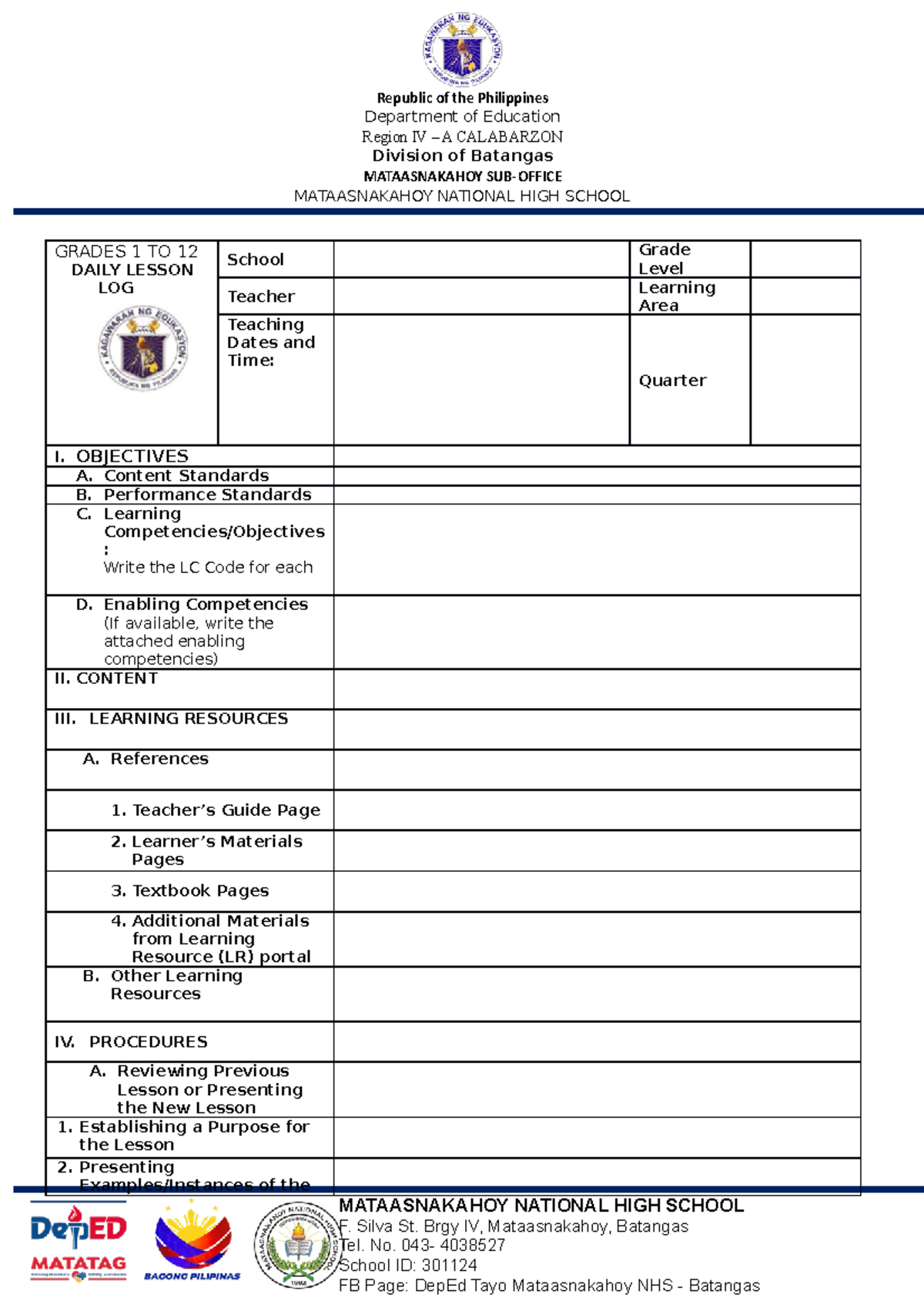 DLL-Template - aaaa - GRADES 1 TO 12 DAILY LESSON LOG School Grade ...
