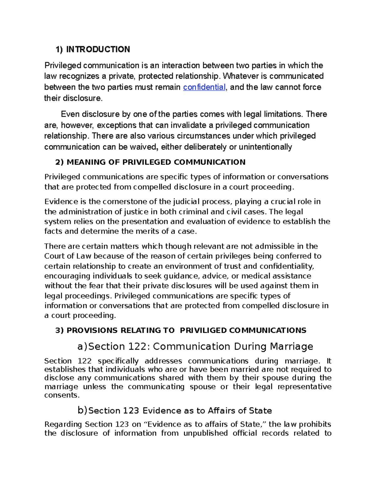 Evidence pro - Project regarding privileged communication - 1 ...