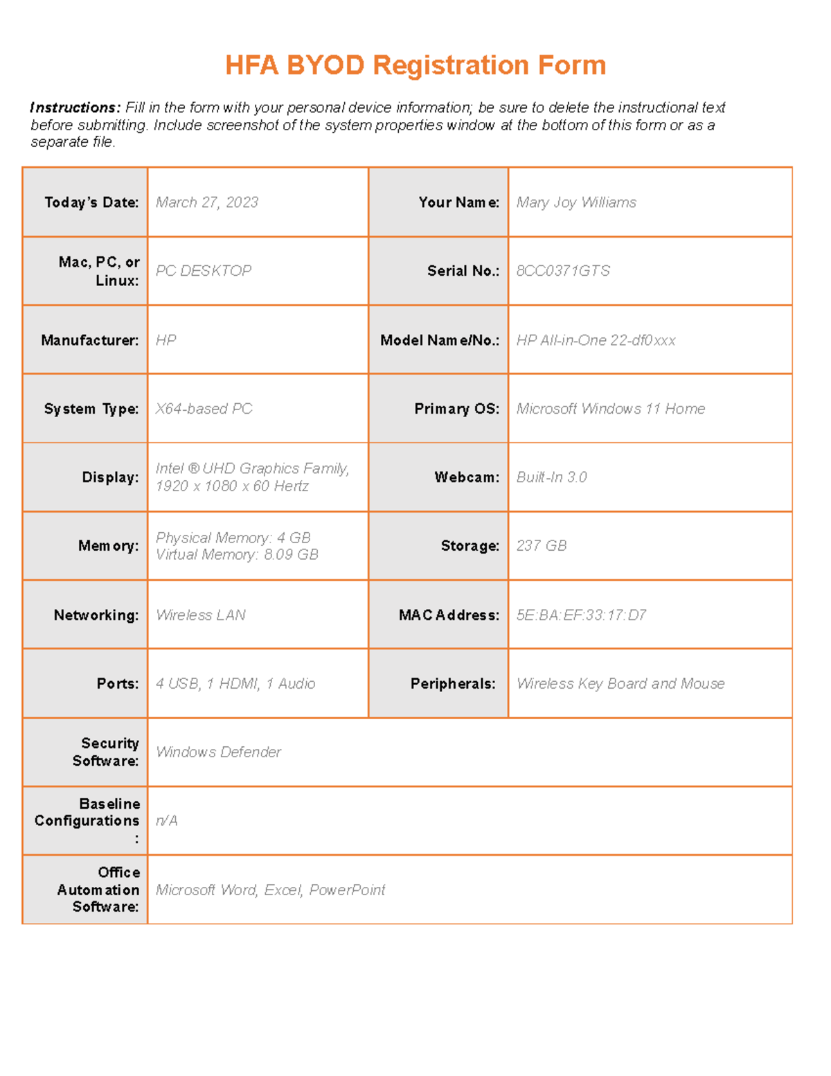 Boyd Registration - HFA BYOD Registration Form Instructions: Fill in ...
