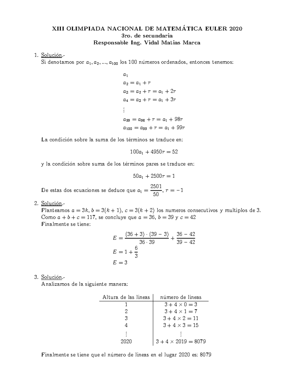 3ro solucion s DEP Euler - XIII OLIMPIADA NACIONAL DE MATEM ́ATICA ...