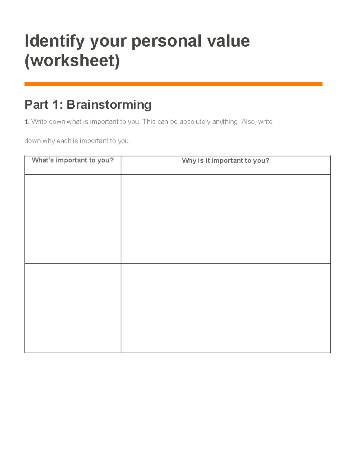 Individual-assignment-1 Identify-your-personal-value-worksheet ...