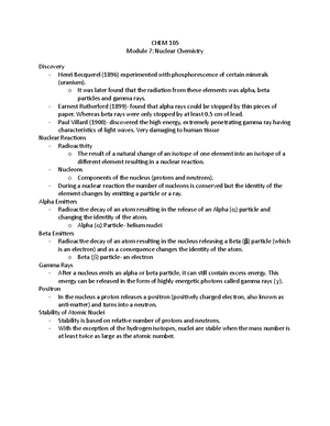 CHEM 105 Module 2 - Elements, Compounds, and Mixtures. All notes from ...