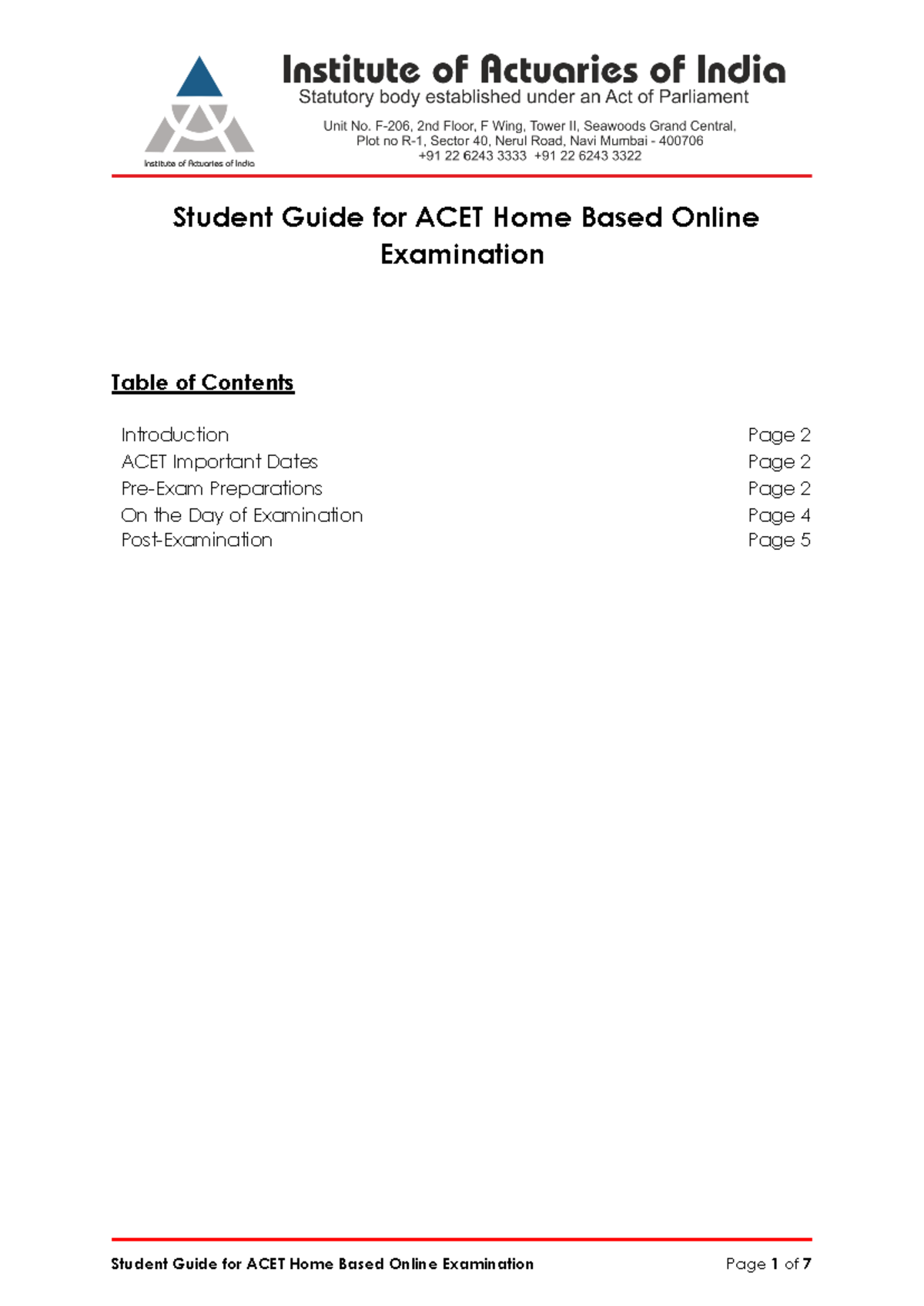 Student Guide for ACET Home Based Online Examinations - Student Guide ...