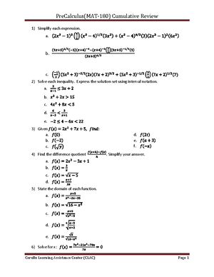 Pre calc sequences - Pre calc 1 Sequences and Series In pre-calculus, a sequence is a set of ...