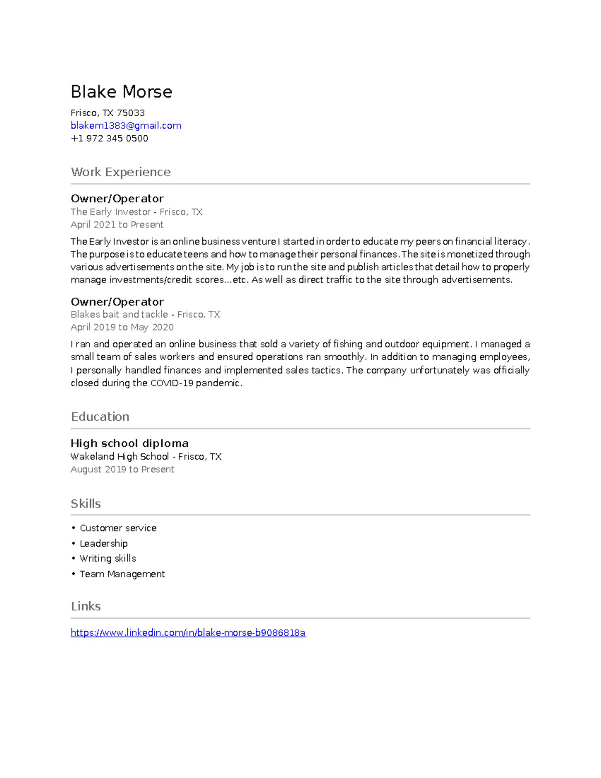 Blake-Morse - Bbhh - Blake Morse Frisco, TX 75033 blakem1383@gmail +1 ...