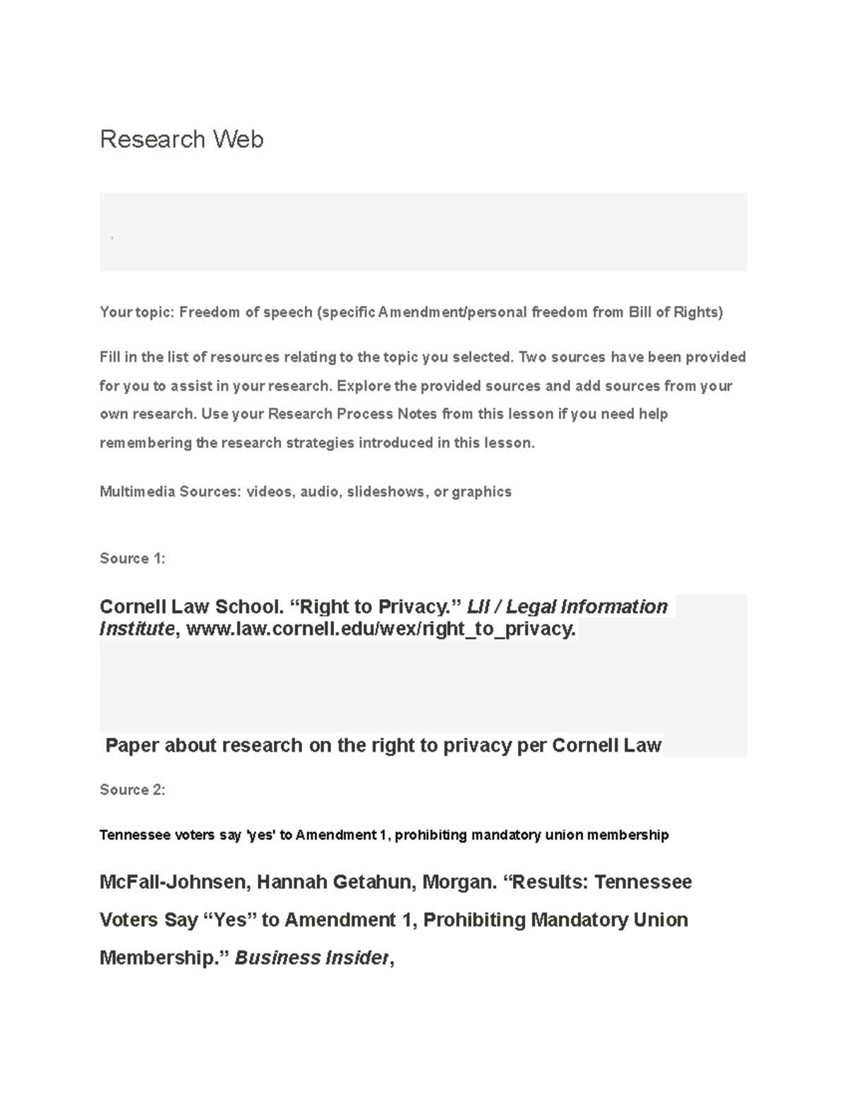 03.04 Fact Finding - Research Web Your topic: Freedom of speech ...