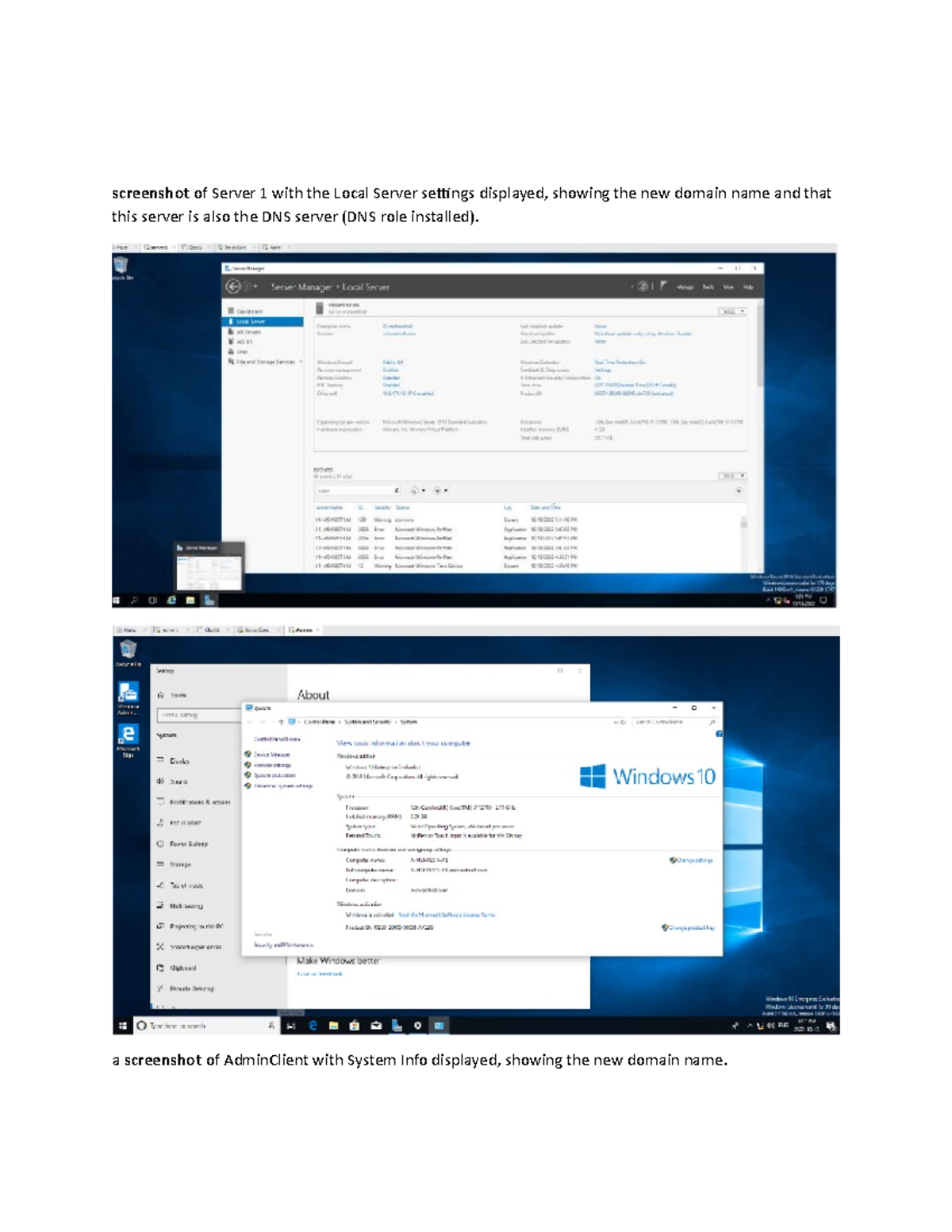 Mst200 lab2 - work - Mst200 - screenshot of Server 1 with the Local Server settings displayed ...