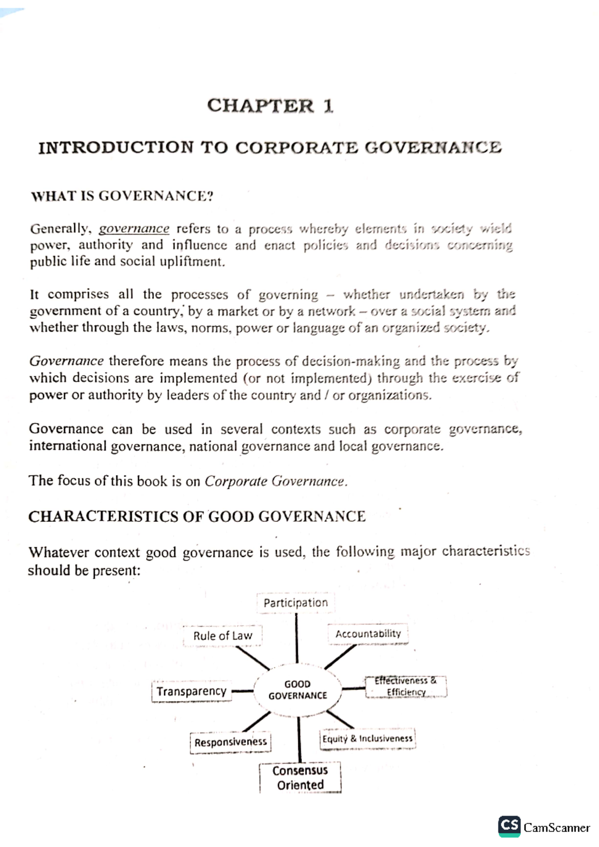 Good-Governance - Corporate Governance - CHAPTER 1 INTRODUCTION TO ...