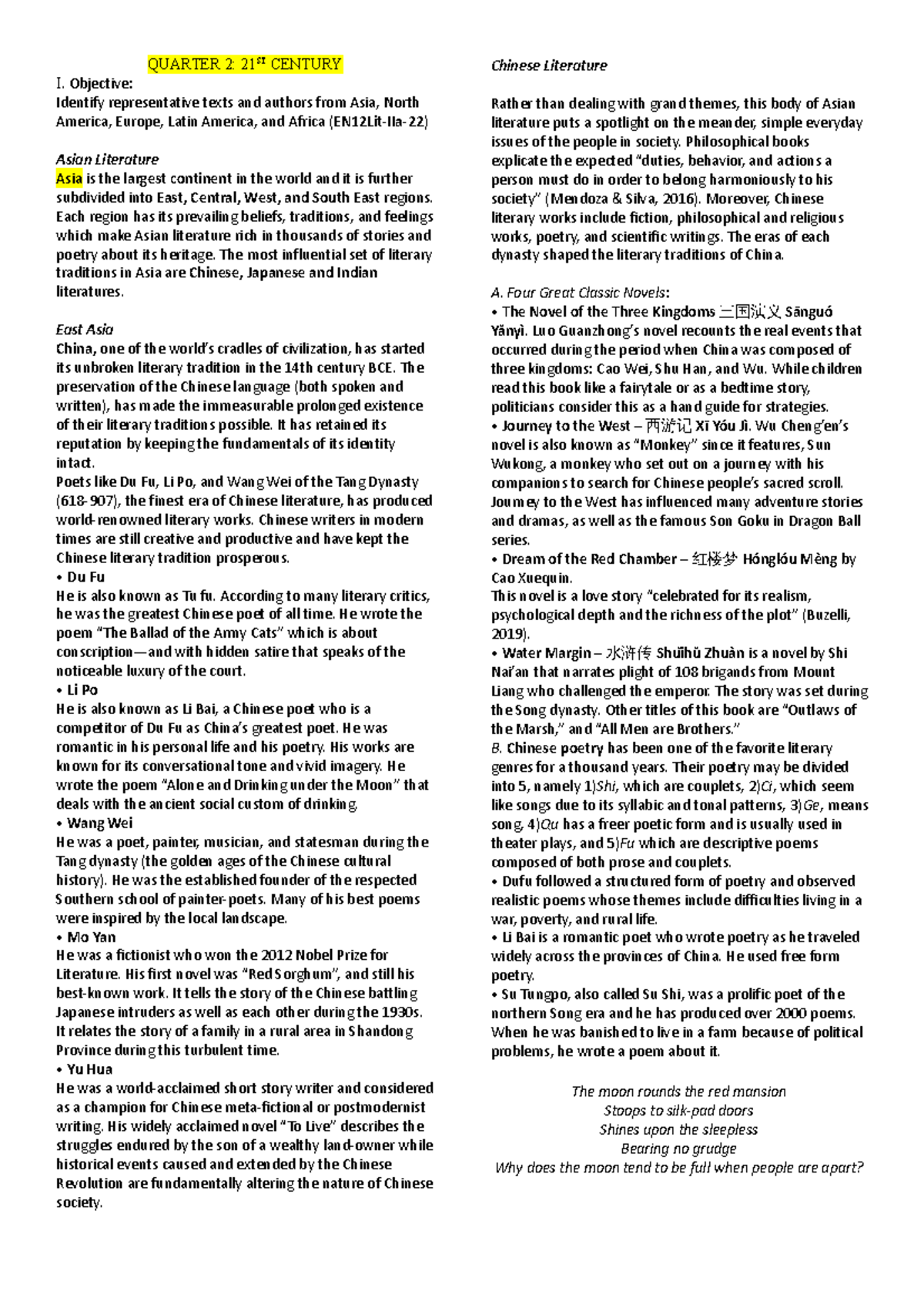 Quater 2 21ST Century Module 1 - QUARTER 2: 21ST CENTURY I. Objective ...