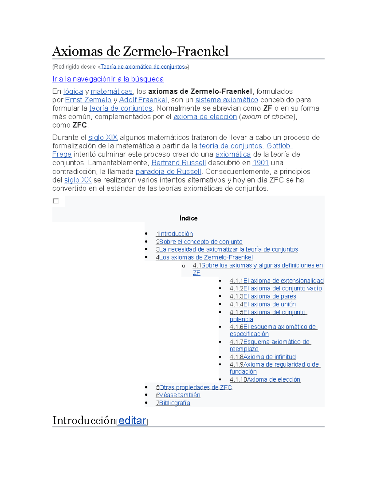 Axiomas de Zermelo - Axiomas de Zermelo-Fraenkel (Redirigido desde ...