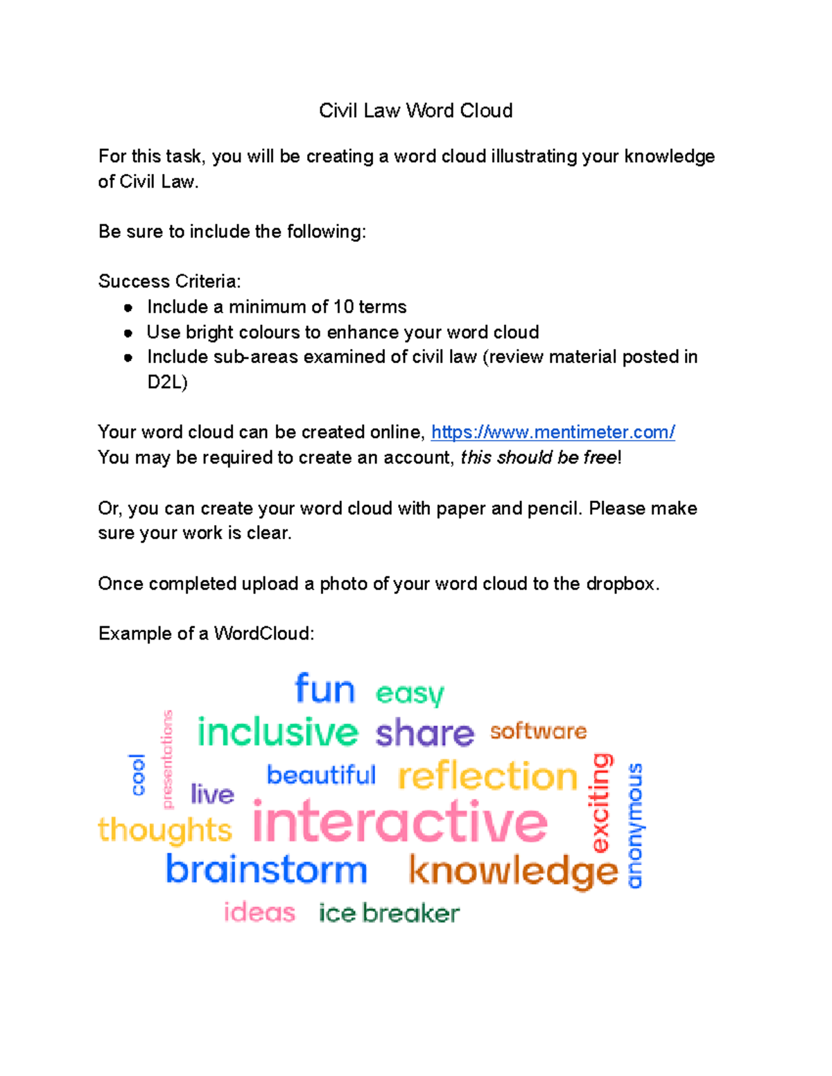 Civil Law Word Cloud - Be sure to include the following: Success ...