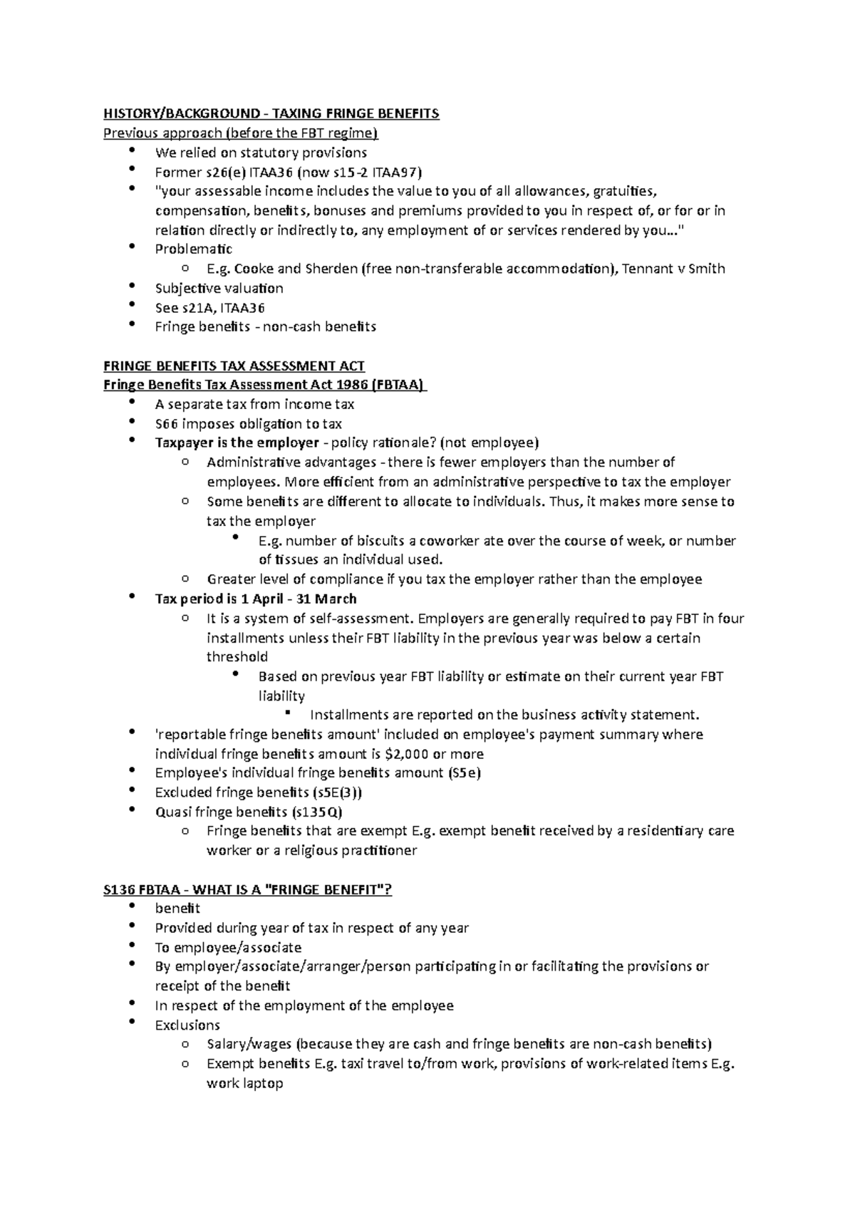 Taxation law w8 - summary of week 8 lecture - HISTORY/BACKGROUND ...