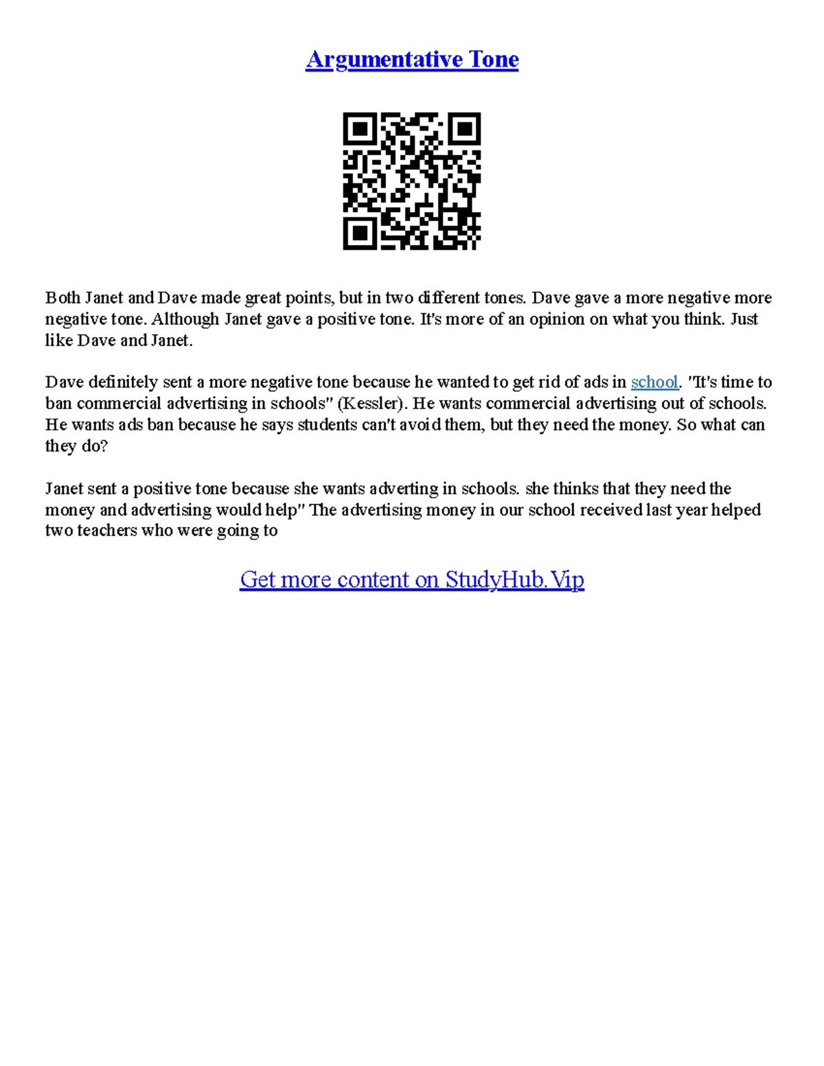 Example Of A Argumentative Essay - Argumentative Tone Both Janet and ...