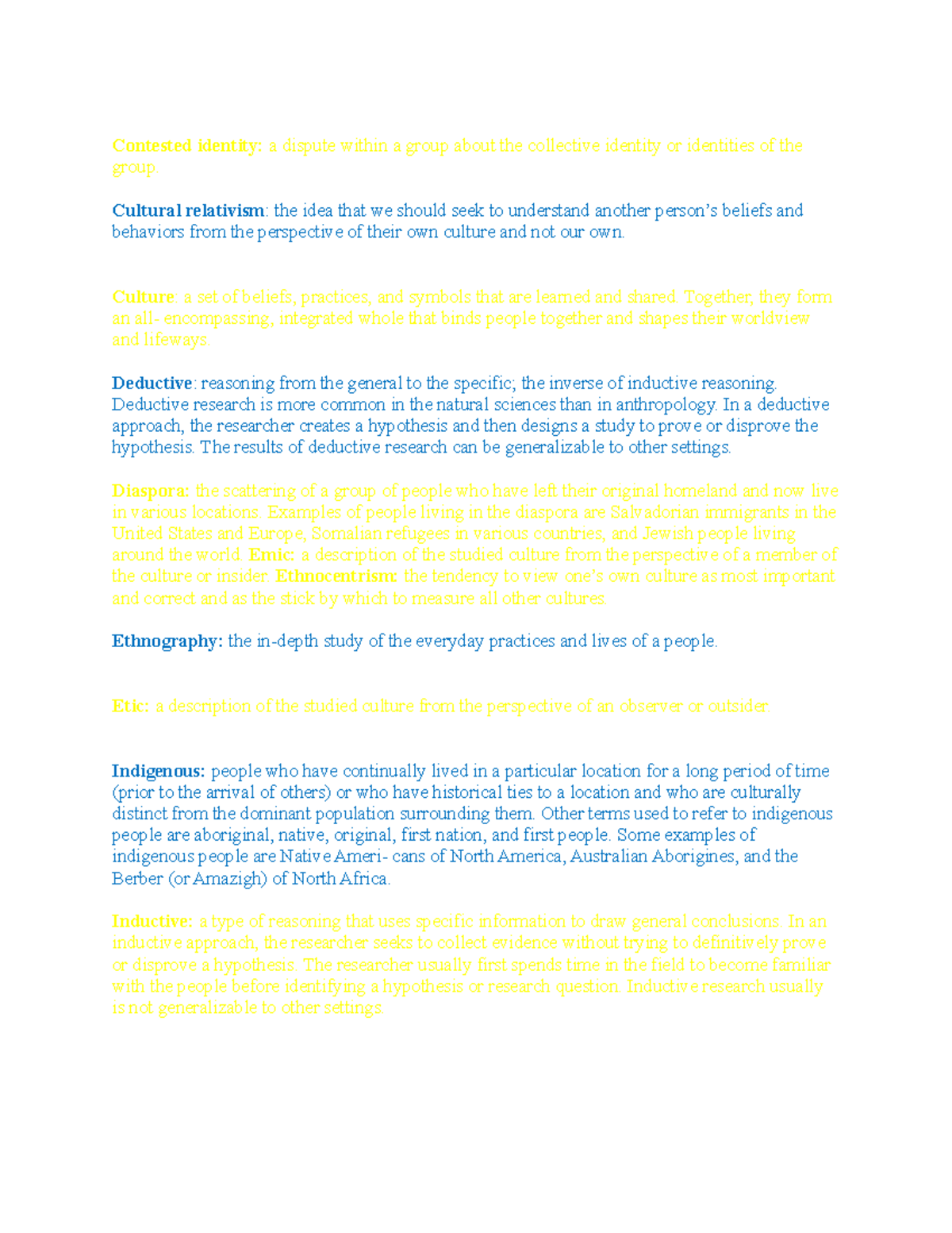 Anthro fieldwork - Samuel Collins, Notes - Contested identity: a ...