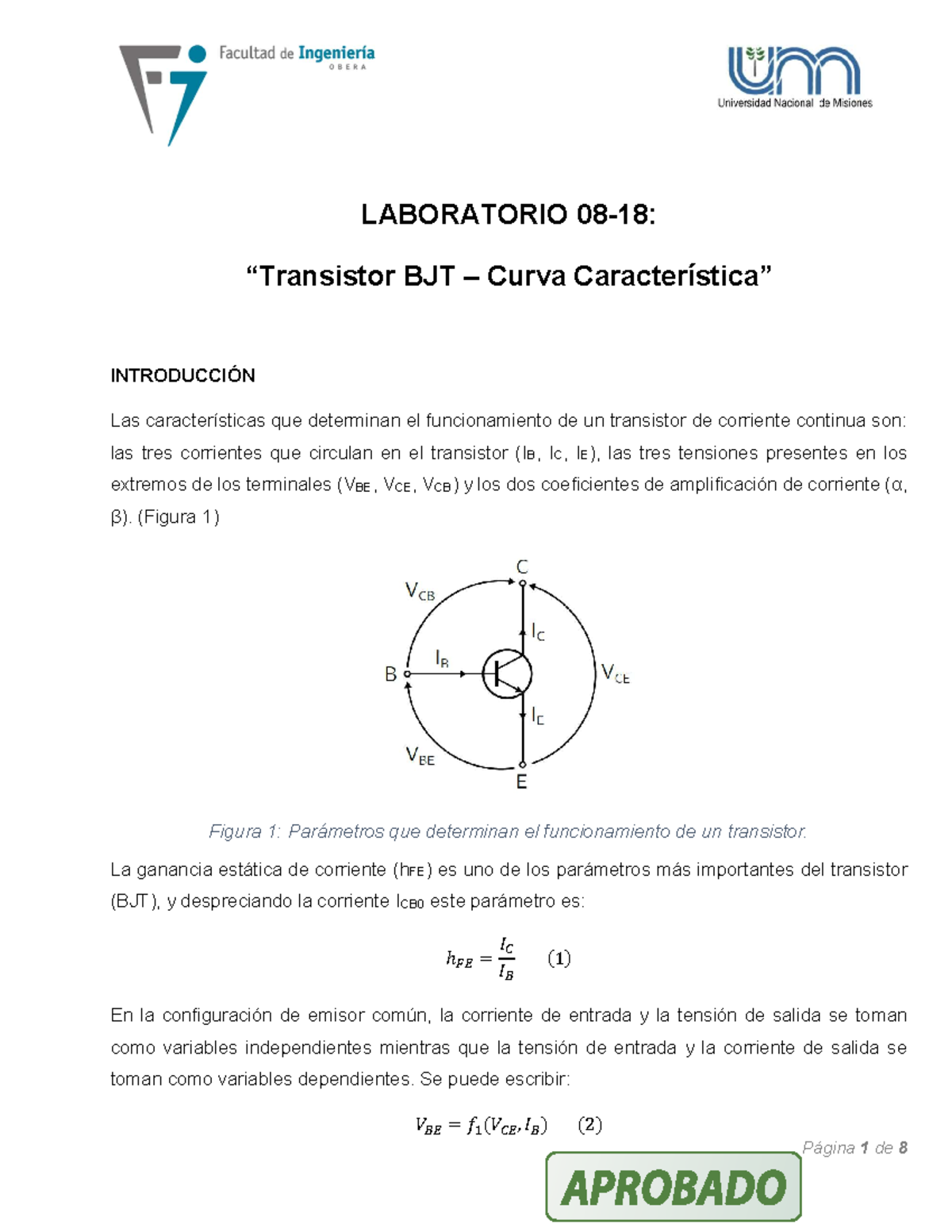 Laboratorio 08: Transistor BJT – Curva Característica - LABORATORIO 08 ...