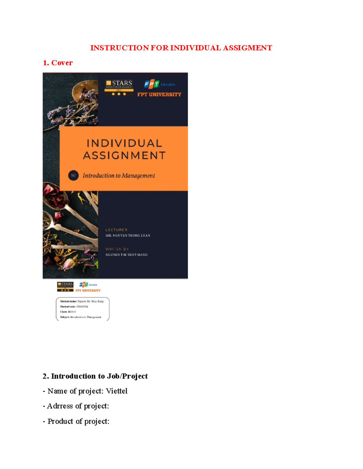 Instruction FOR Individual Assigment - INSTRUCTION FOR INDIVIDUAL ASSIGMENT 1. Cover 2 ...