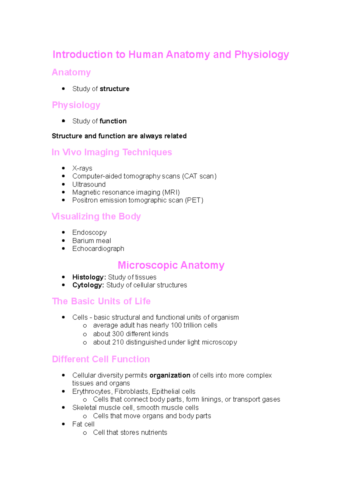 Introduction to Human Anatomy - MOD005669 - Anglia - Studocu