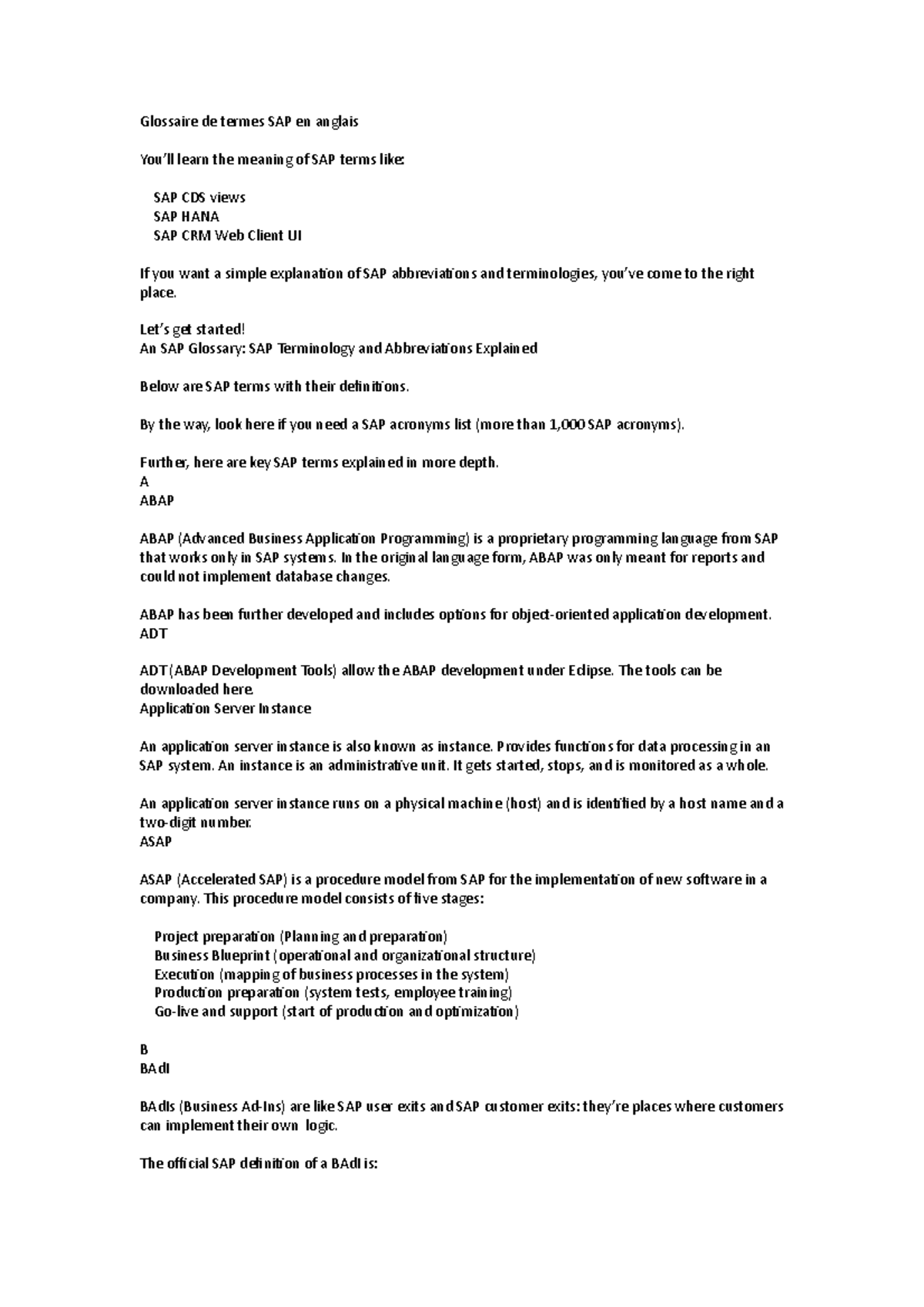Glossaire de termes SAP - Let’s get started! An SAP Glossary: SAP ...