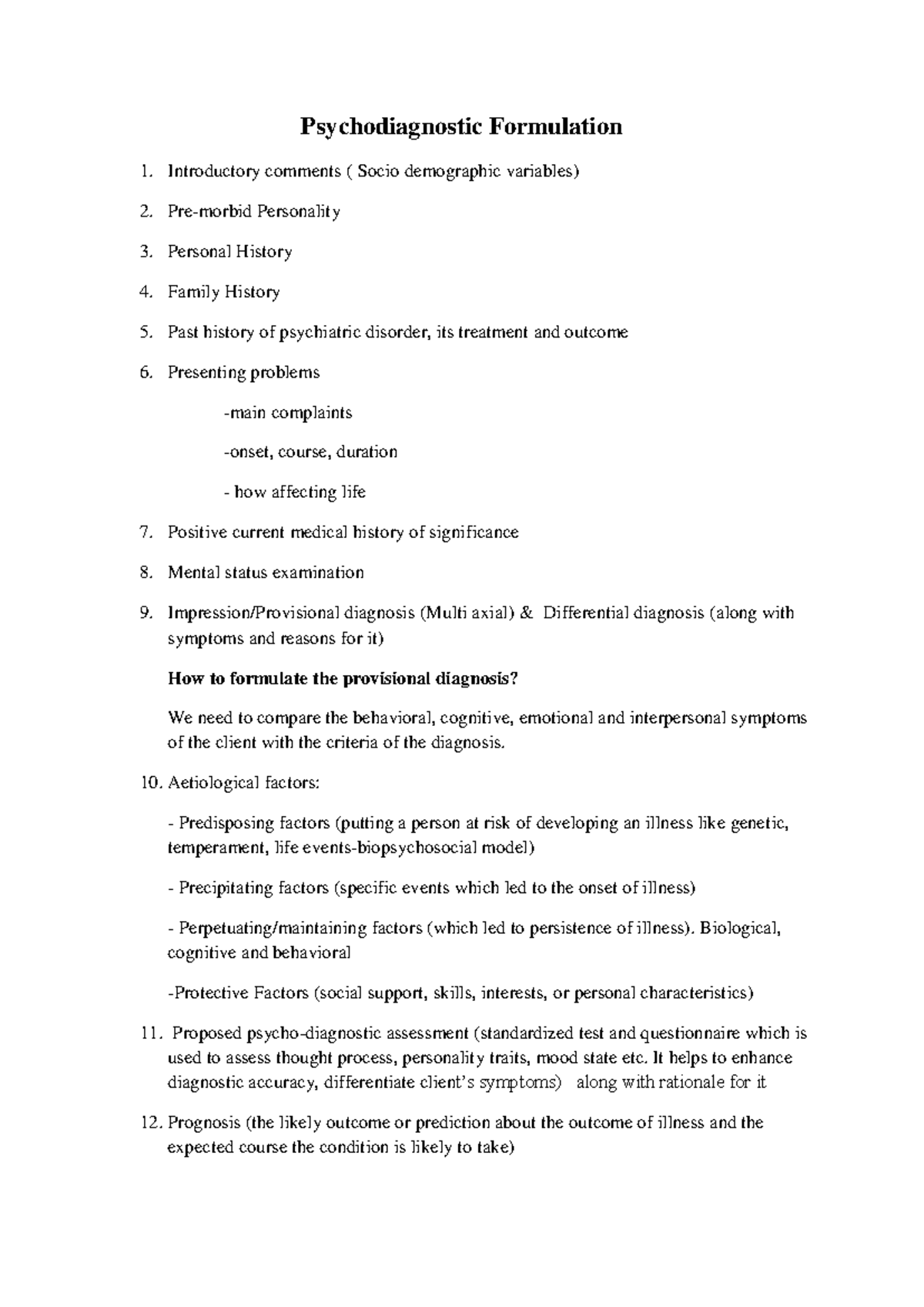 Psychodiagnostic Formulation - Psychodiagnostic Formulation ...