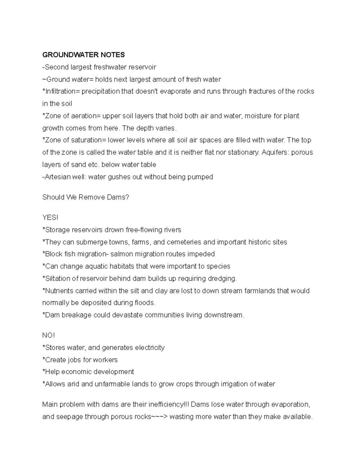 Groundwater Notes - GROUNDWATER NOTES -Second largest freshwater ...