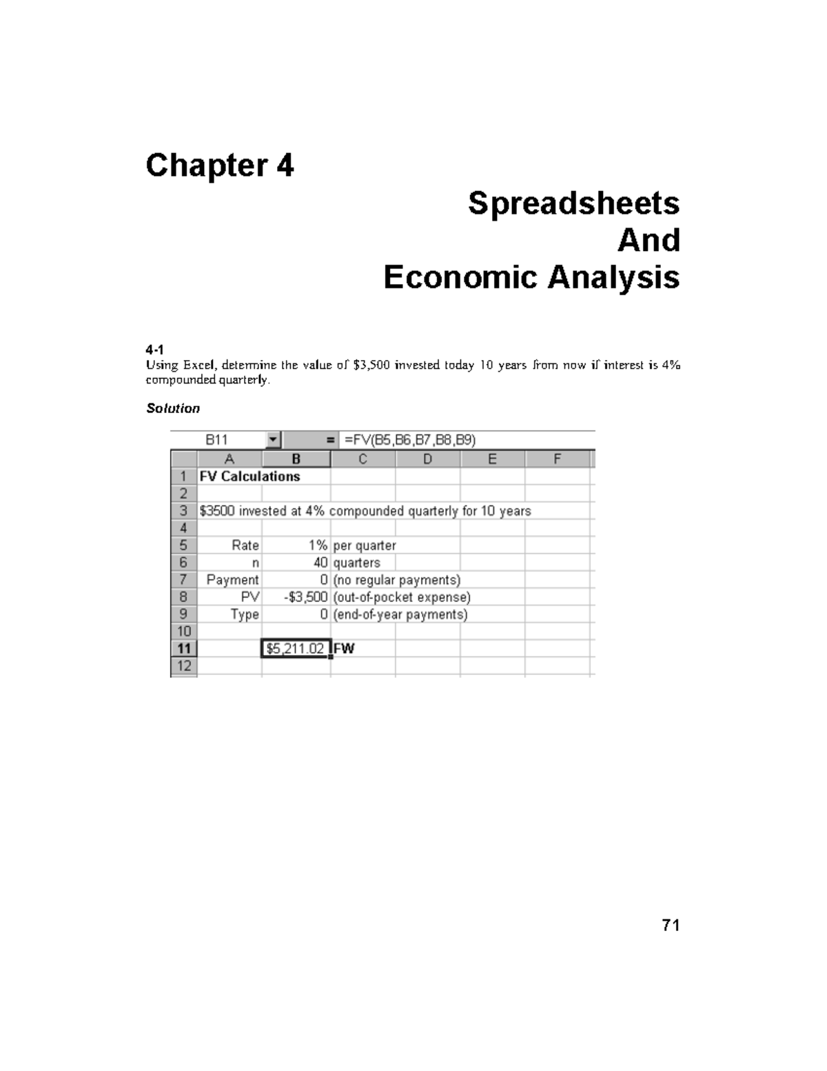 Chapter 4E2010 - Chapter 4 Spreadsheets And Economic Analysis 4-1 Using ...