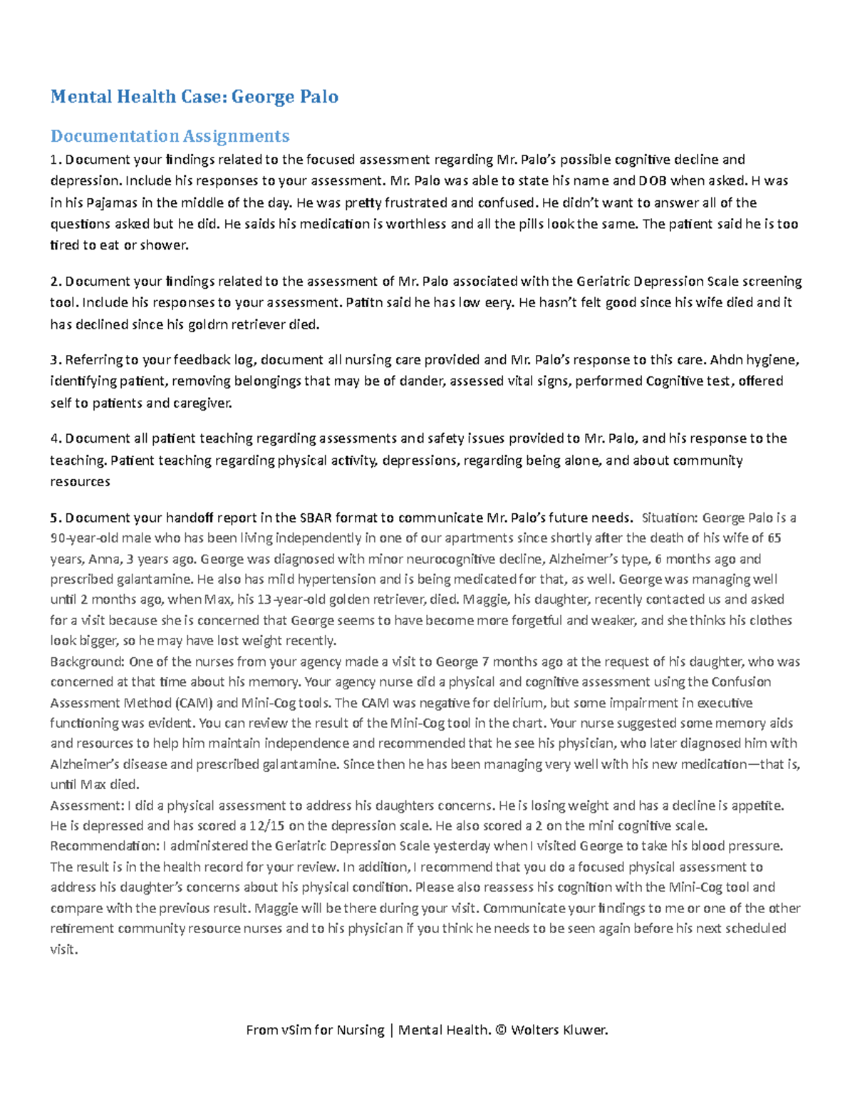 Mental Health George Palo DA - Mental Health Case: George Palo ...