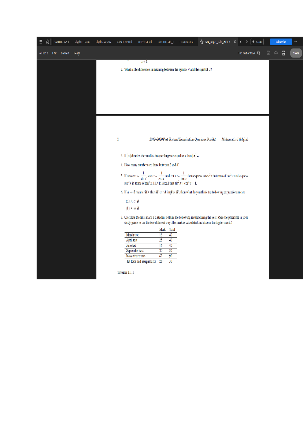 Calc tut. 0 - MATH1034A T.. MATH1034A Computer sci.. X Create Subscribe ...