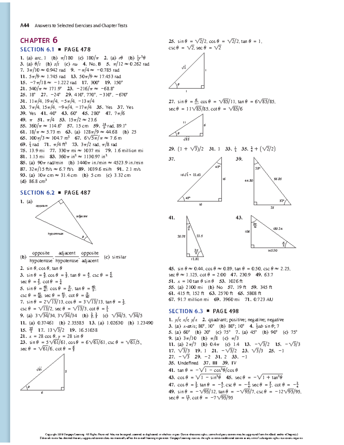 Trig Trian Ans - This is good information - A44 Answers to Selected ...