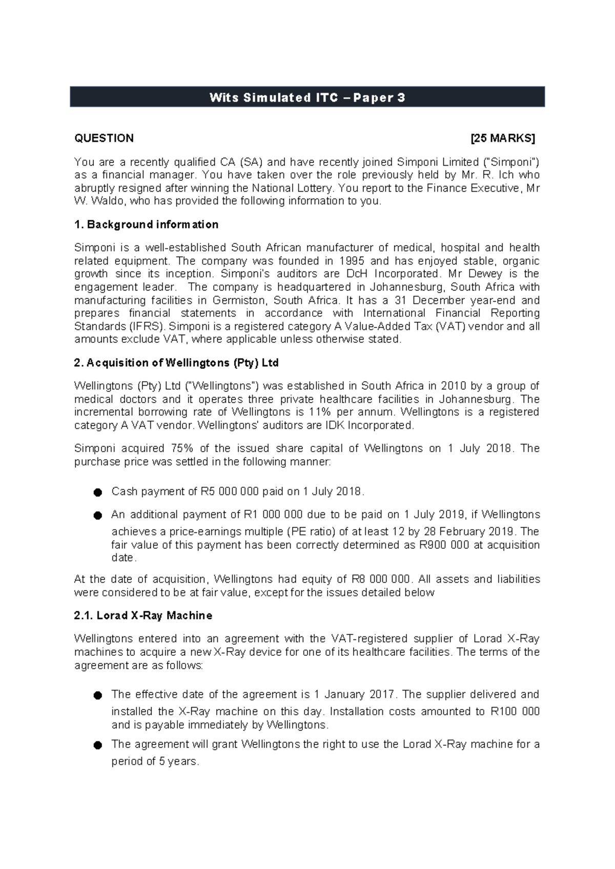 Wits Simulated ITC 2019 question - Wits Simulated ITC – Paper 3 ...