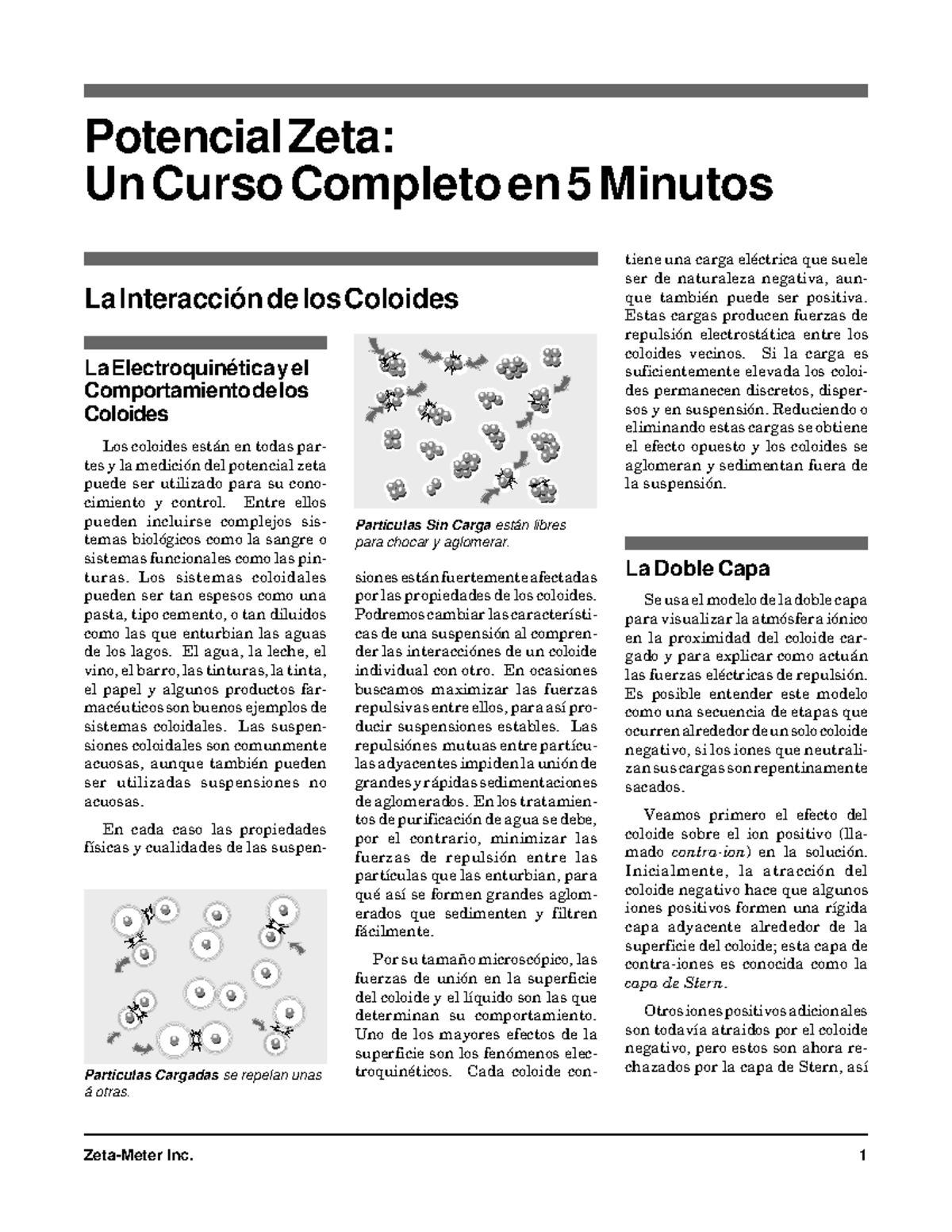 Potencial Zeta 1246 - Zeta-Meter Inc. 1 Partículas Cargadas se repelan ...