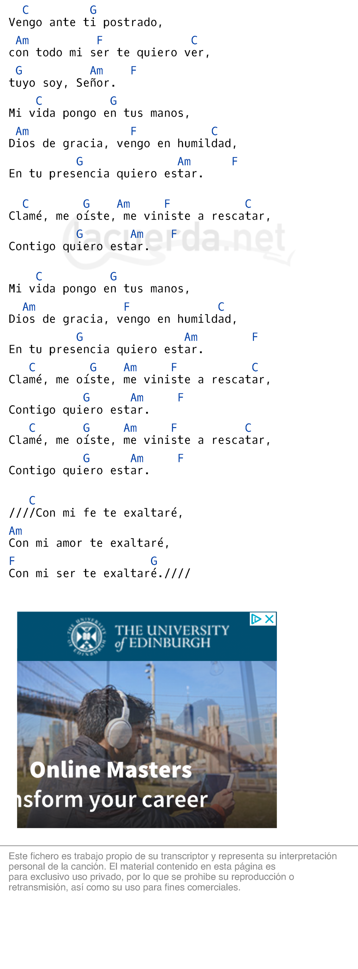 Clame ME Oiste, Hillsong United Acordes - C G Vengo ante ti postrado ...