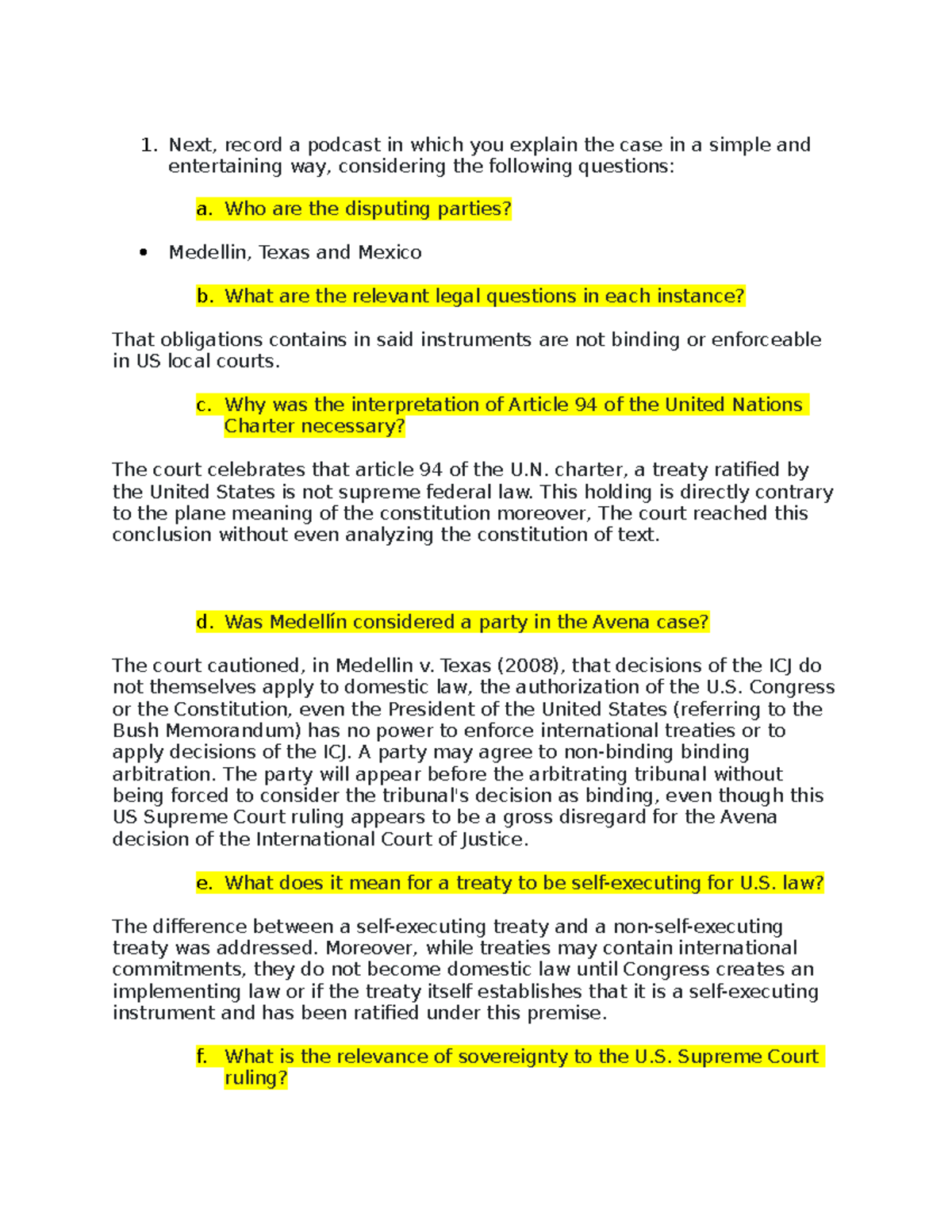 Act #10 Consular Law - case medellin vs Texas. - Next, record a podcast ...
