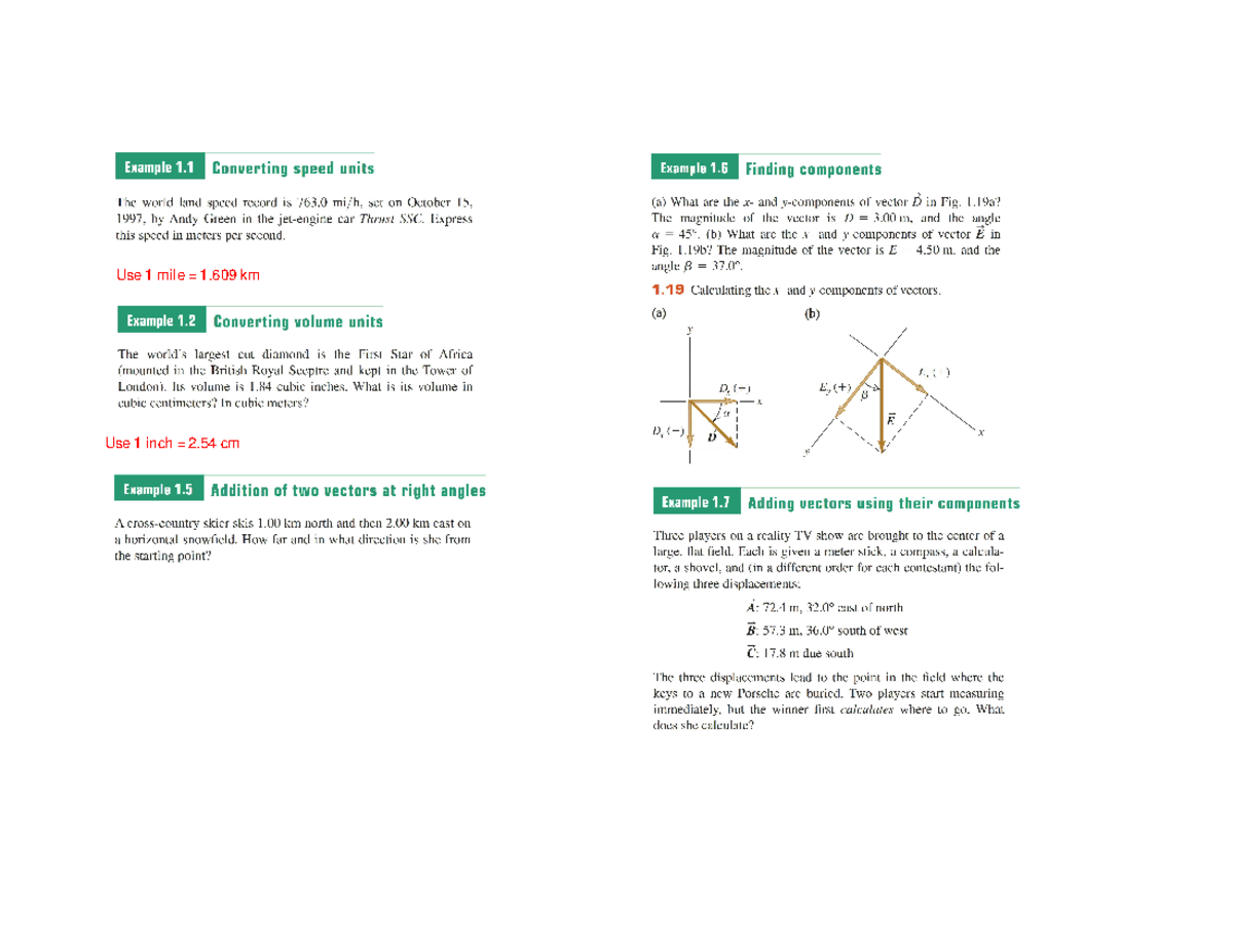 Chapter 01 Vector Extra Practice Question - Physics 1 - Use 1 mile = 1 ...