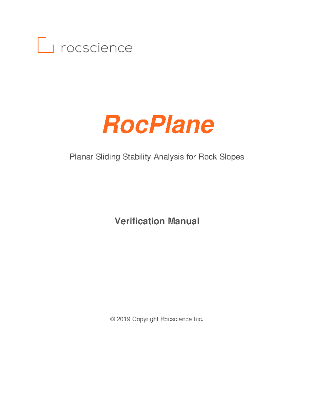 Rocplane verification manual eso es - RocPlane Planar Sliding Stability Analysis for Rock Slopes ...