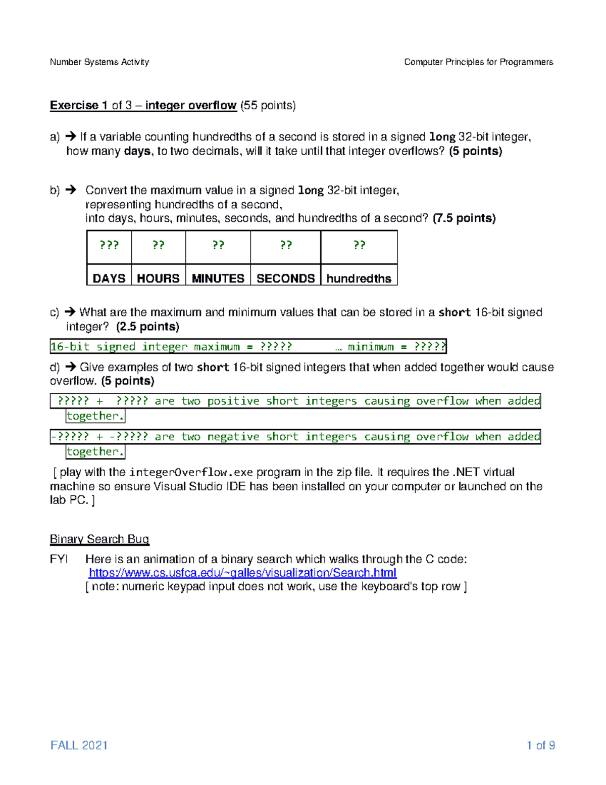 CP4P Week5 Activity instructions workshop 5 - Exercise 1 of 3 – integer overflow ( 55 points) a ...